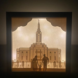 Custom Lighted LDS TEMPLE ART Shadow Box Luminary Wedding Valentines ...