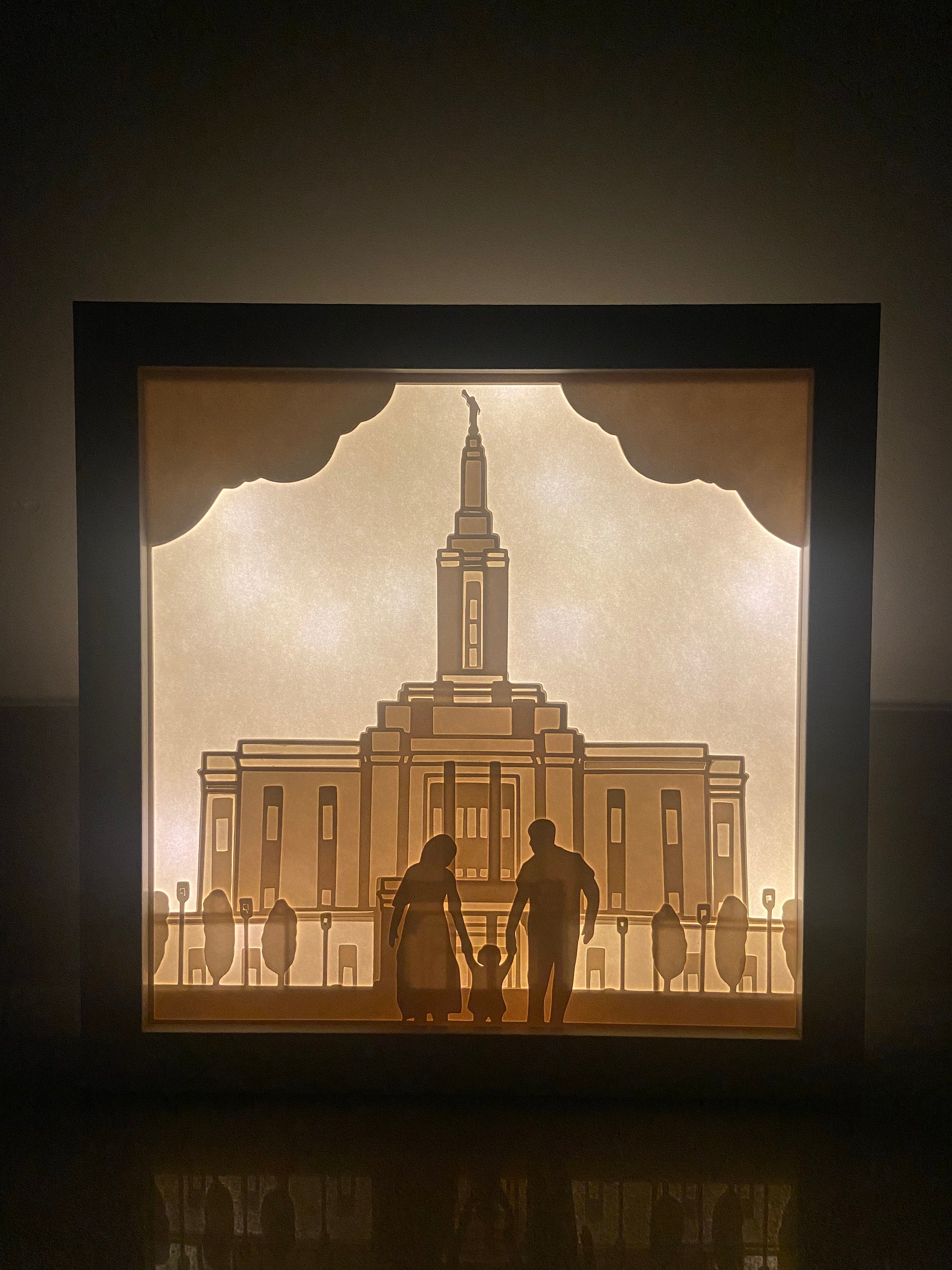 Custom Lighted LDS TEMPLE ART Shadow Box Luminary Wedding Valentines ...