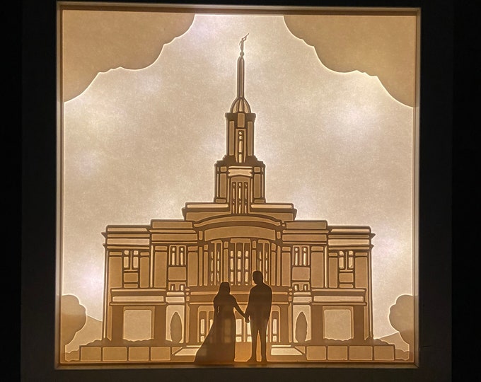 Custom Lighted LDS TEMPLE ART Shadow Box Luminary Wedding - Etsy