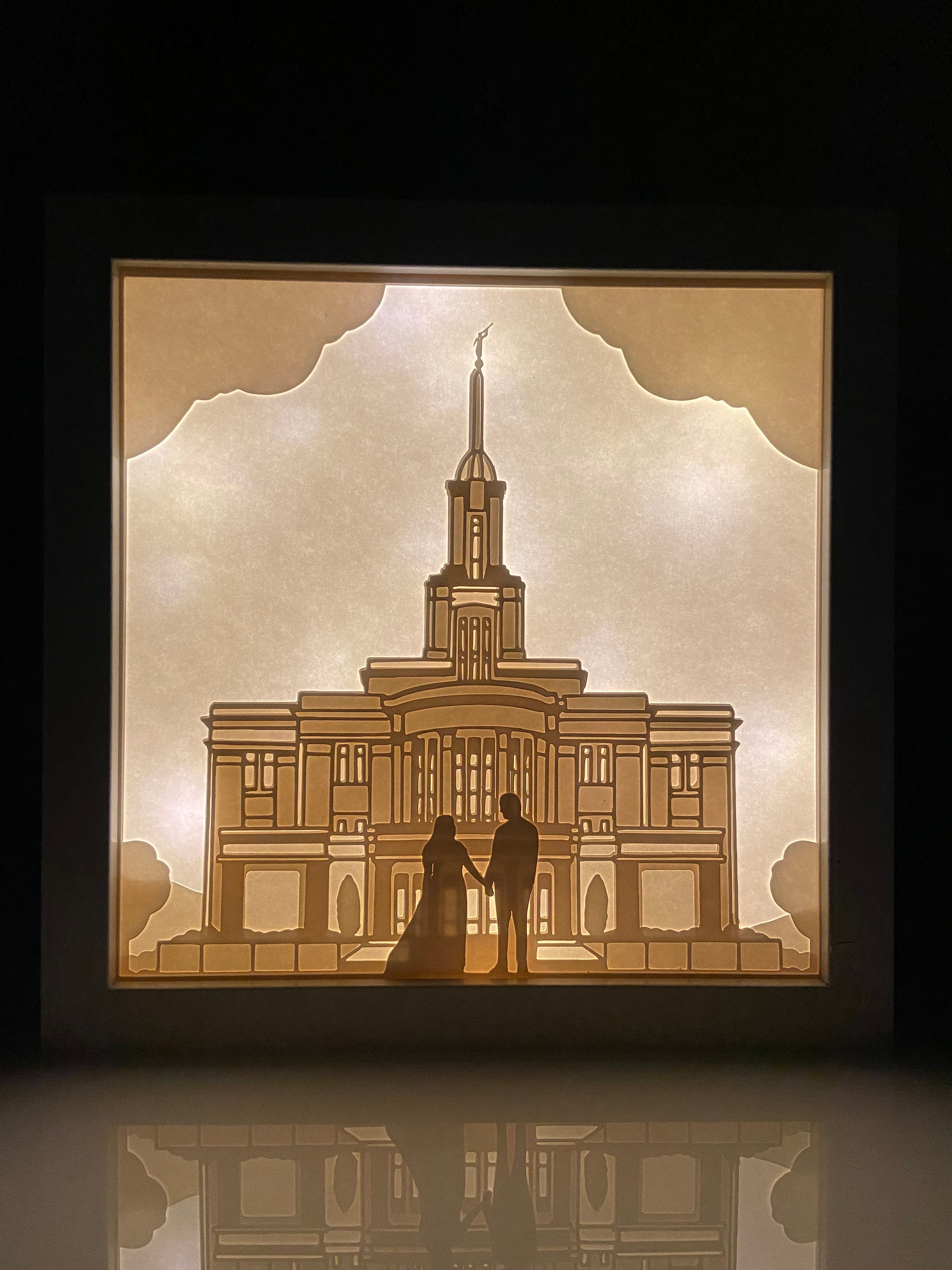 Custom Lighted LDS TEMPLE ART Shadow Box Luminary Wedding Valentines ...