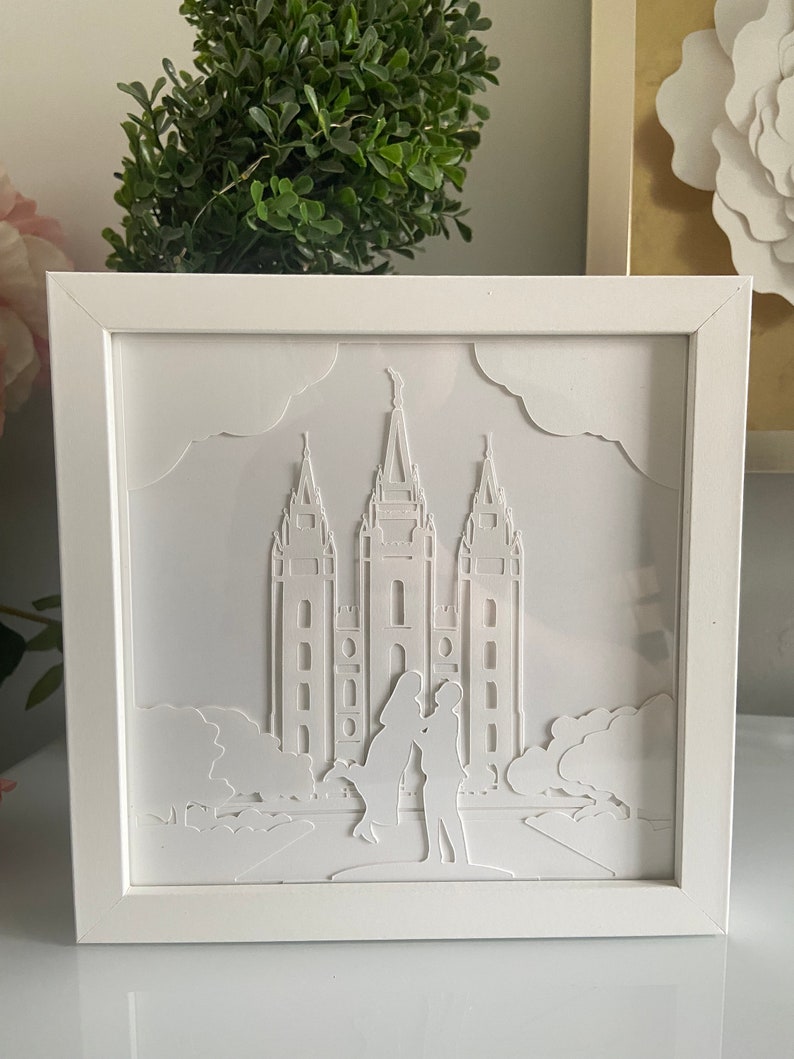 Custom Lighted LDS TEMPLE ART Shadow Box Luminary - Wedding- Valentines ...