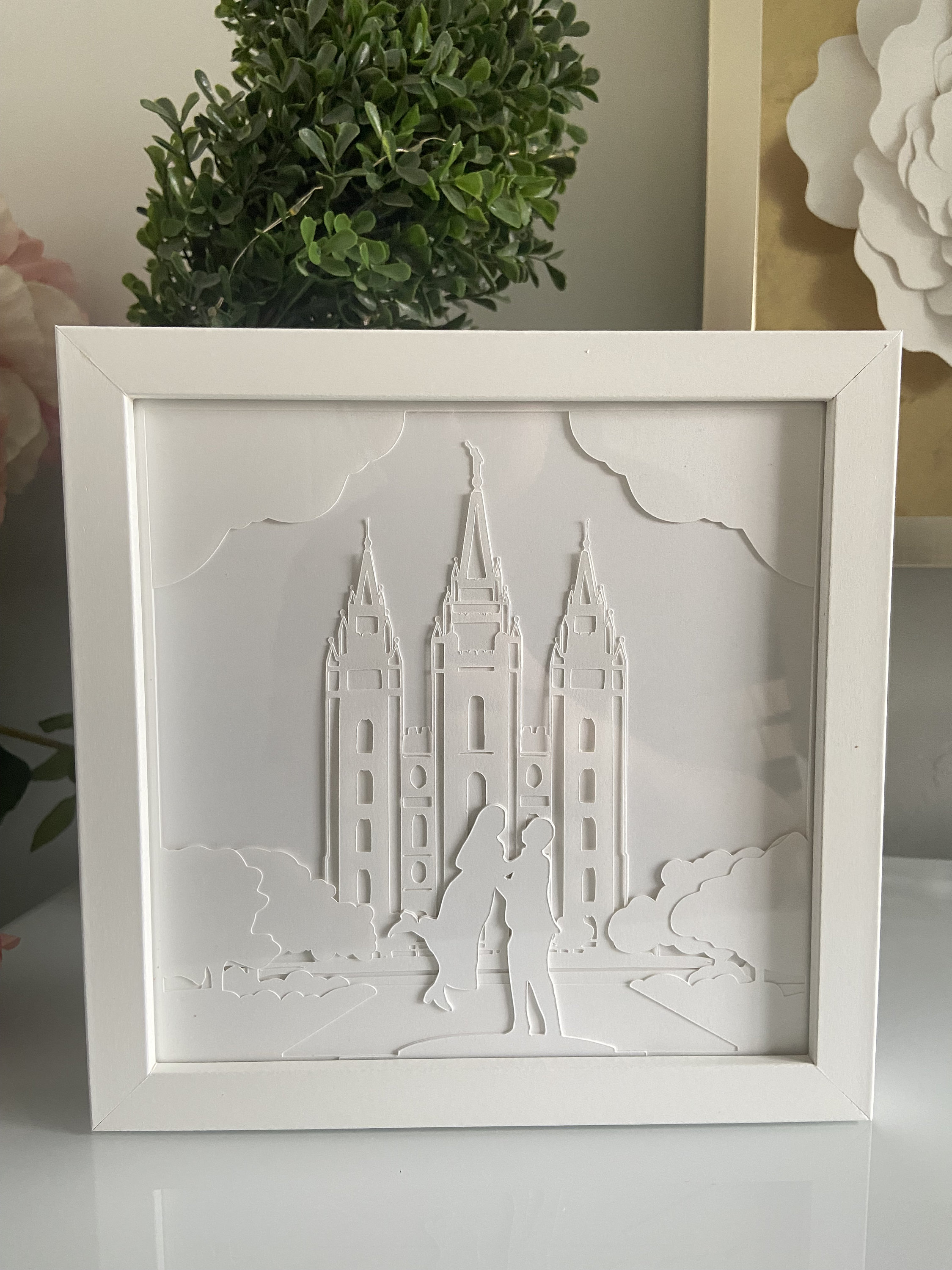 Custom Lighted LDS TEMPLE ART Shadow Box Luminary Wedding Valentines ...