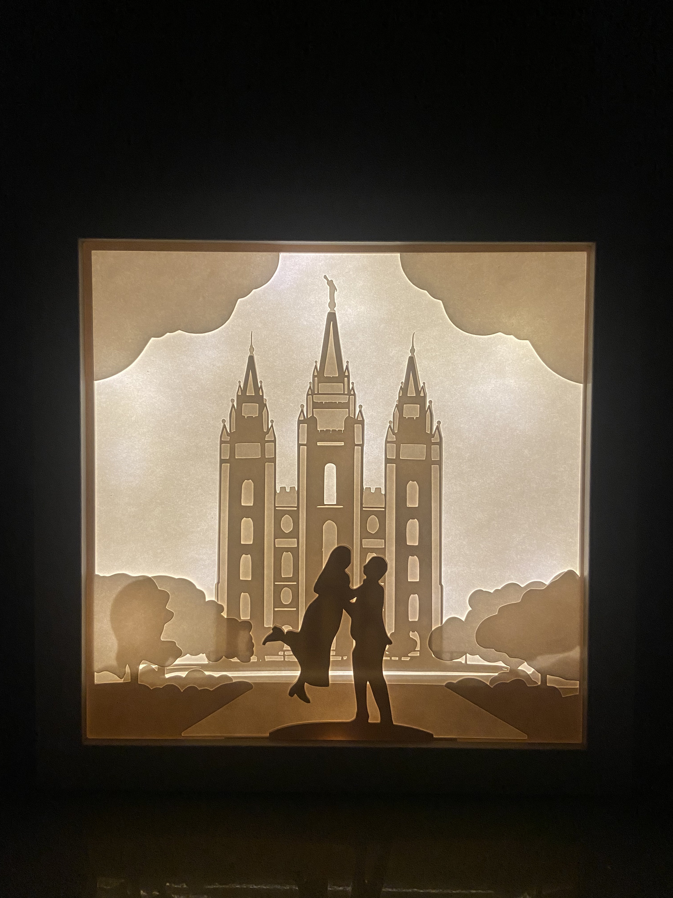 Custom Lighted LDS TEMPLE ART Shadow Box Luminary Wedding Valentines ...