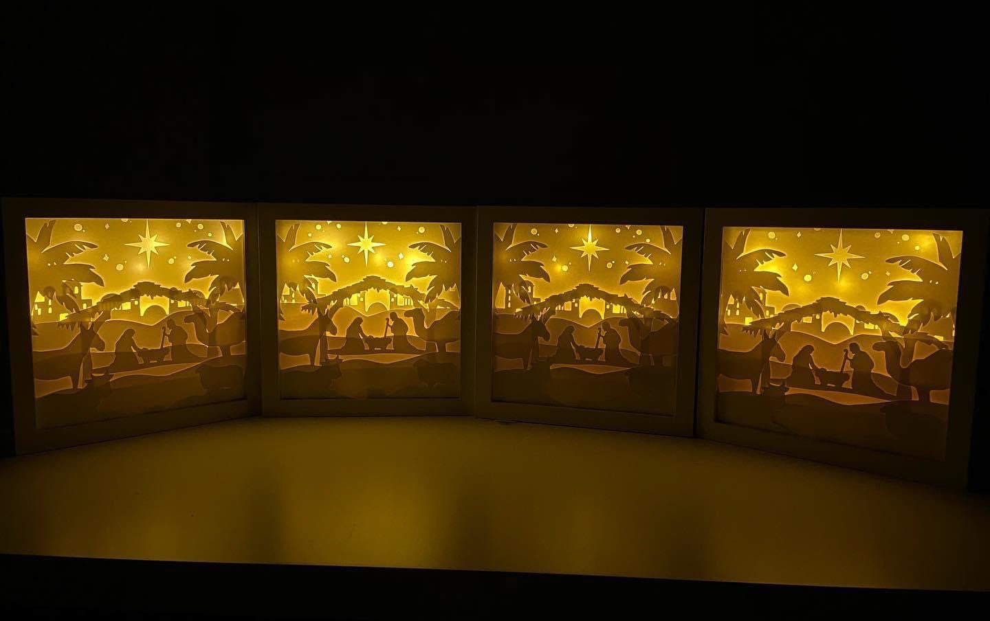 Lighted Nativity Shadow Box Luminary Wedding Christmas Gift Baptism ...