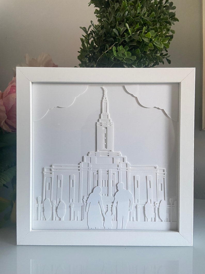 Custom Lighted LDS TEMPLE ART Shadow Box Luminary Wedding Valentines ...