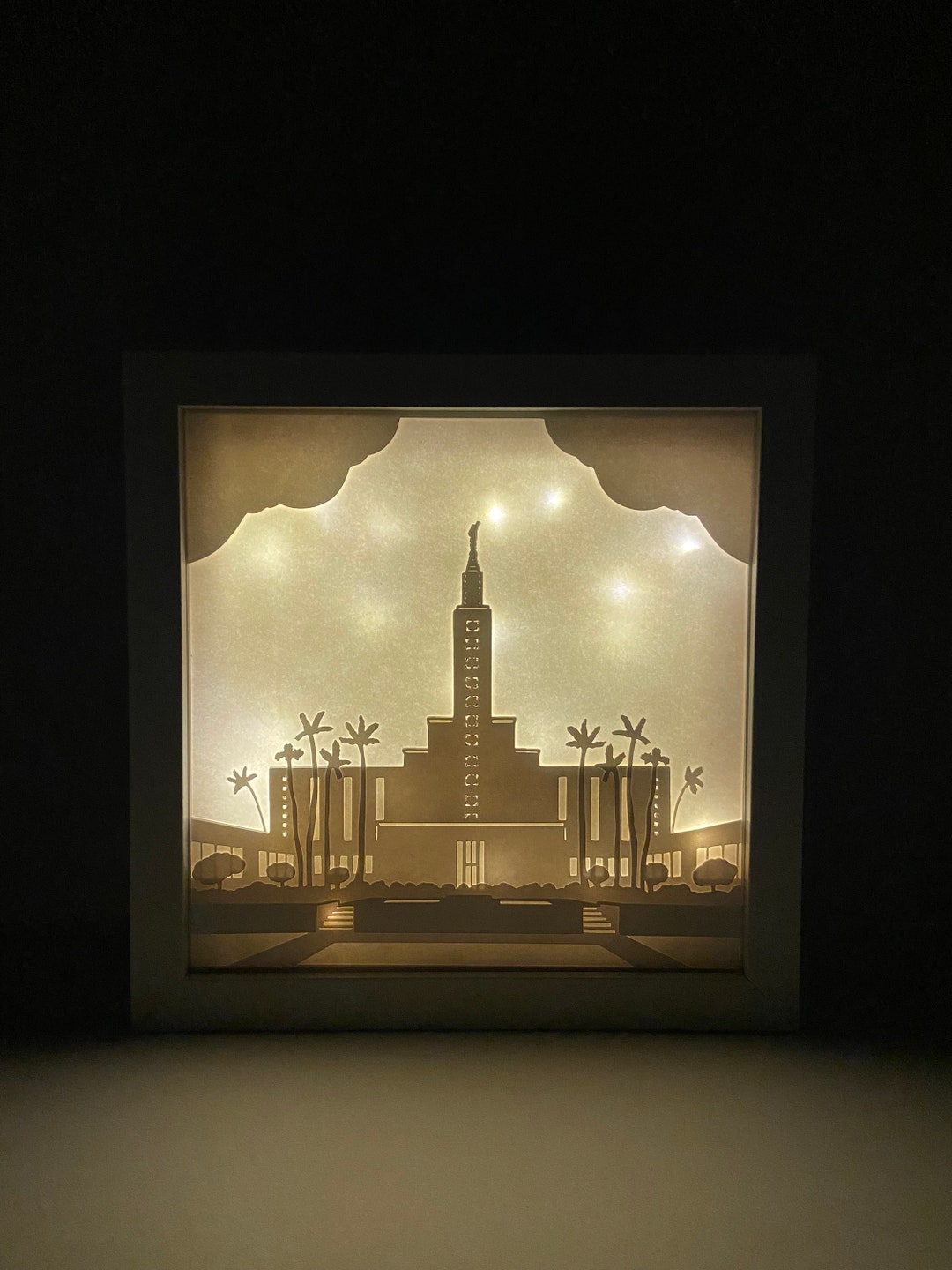 Los Angeles California Temple Shadow Box LDS Temple Shadow Box Luminary ...