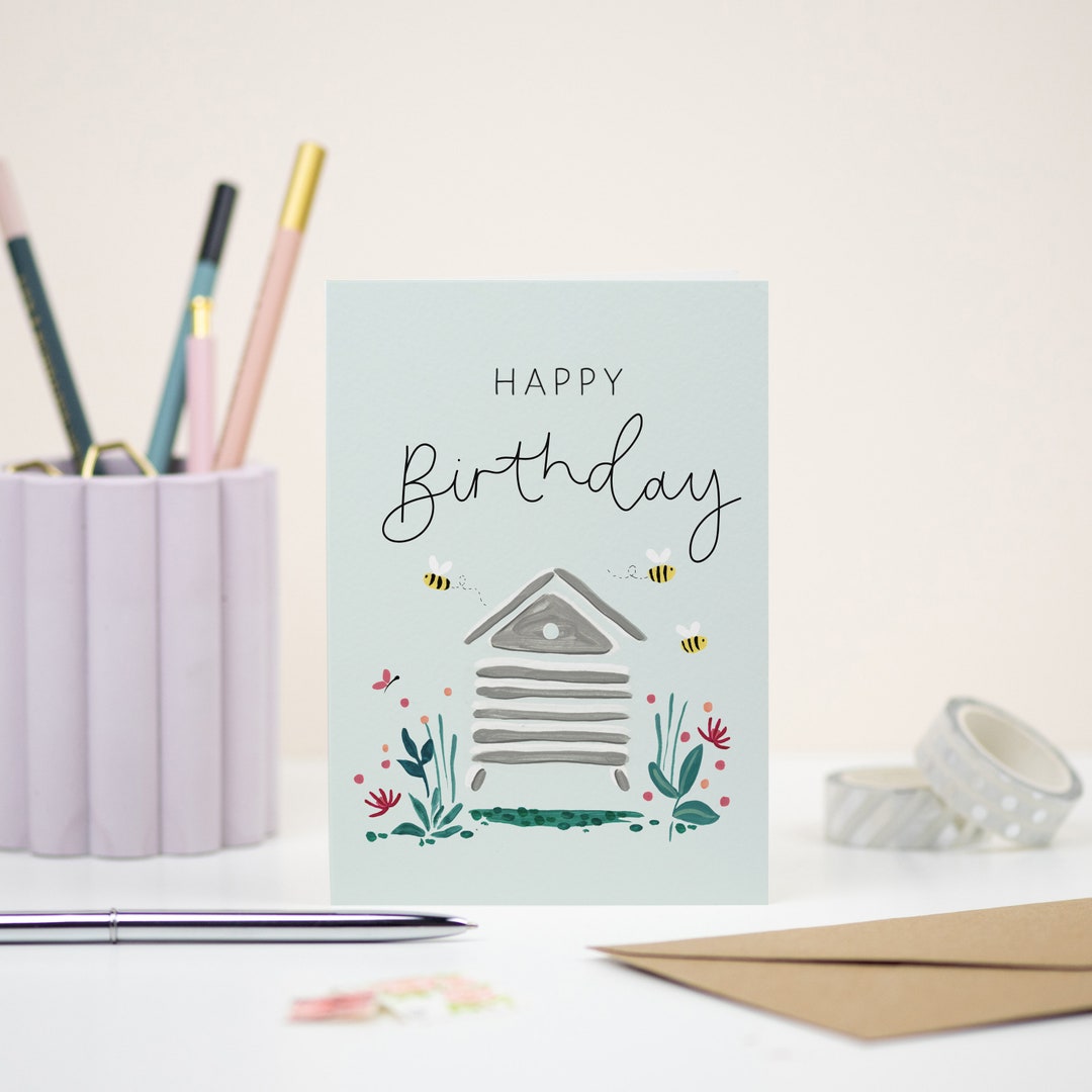 Birthday Bee Hive Card Happy Birthday Card Card for Her - Etsy