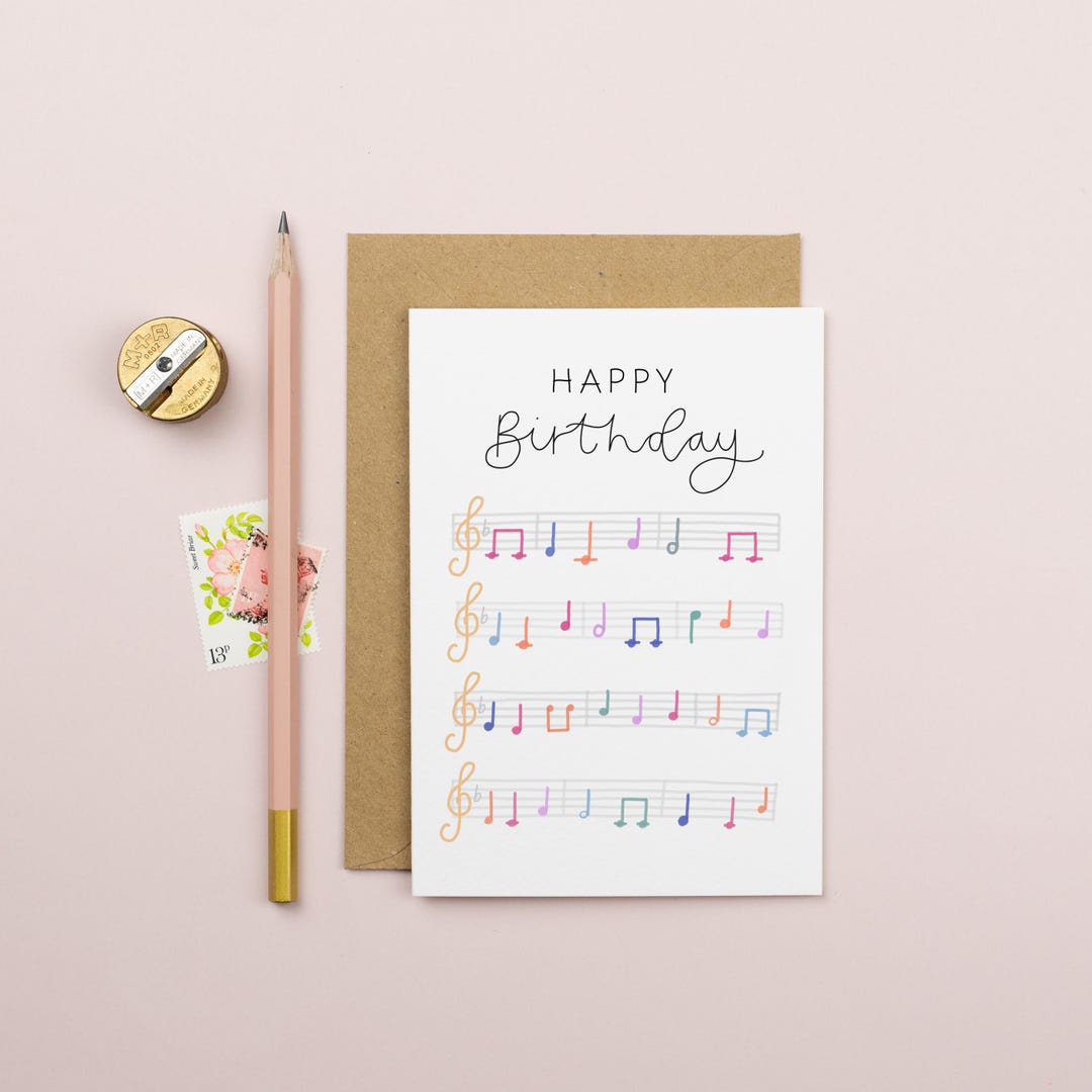 Musical Notes Birthday Card - Etsy UK