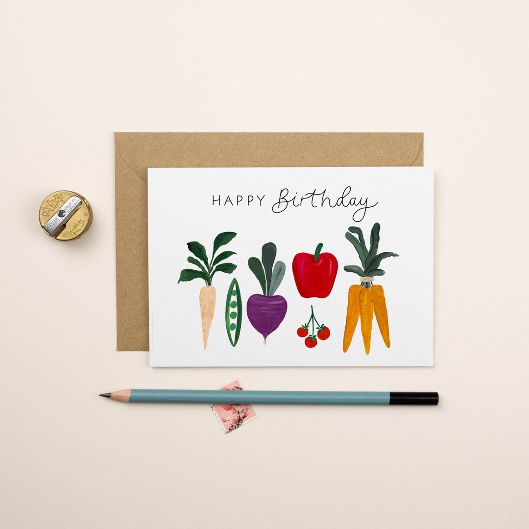 Vegetable Birthday Card - Etsy