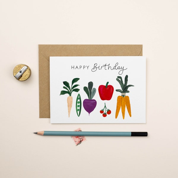 Vegetable Birthday Card - Etsy UK