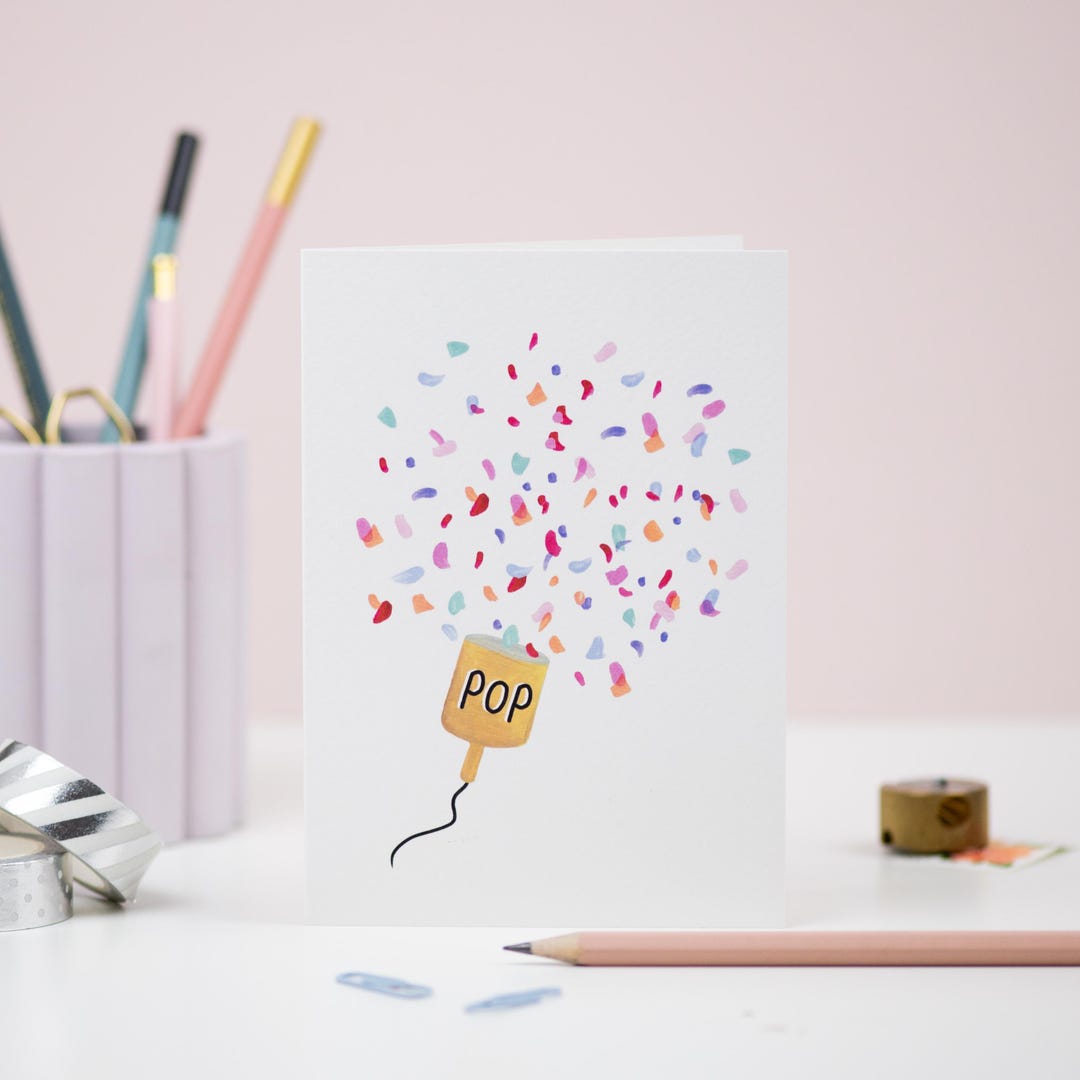 Party Popper Congratulations Card, Celebration Card With Confetti, Well ...