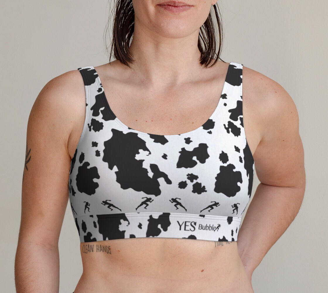 Cow Print Sports Lingerie Bralette Top For Women Yes Bubble Etsy