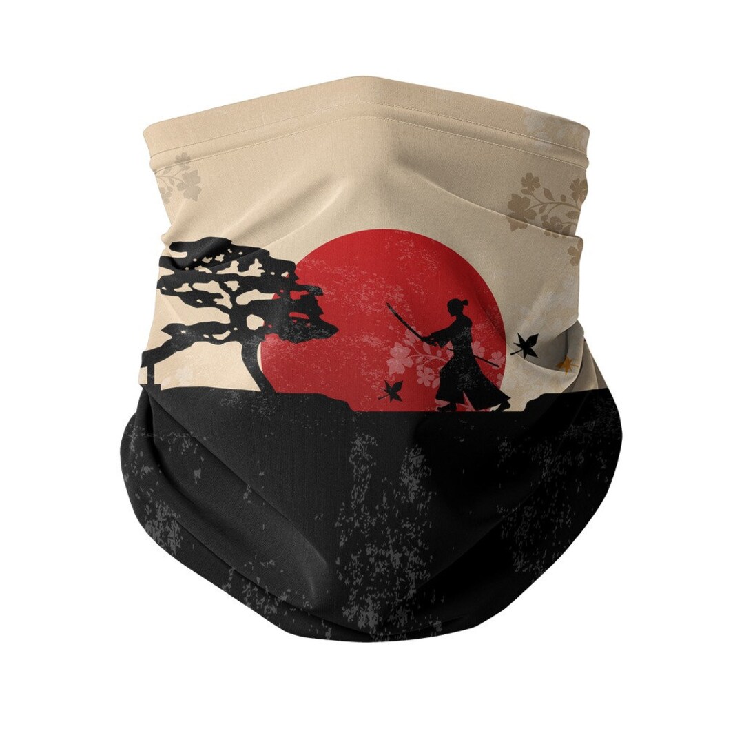 Japanese Samurai Neck Gaiter: Stylish Scarf Face Covering With Filter ...
