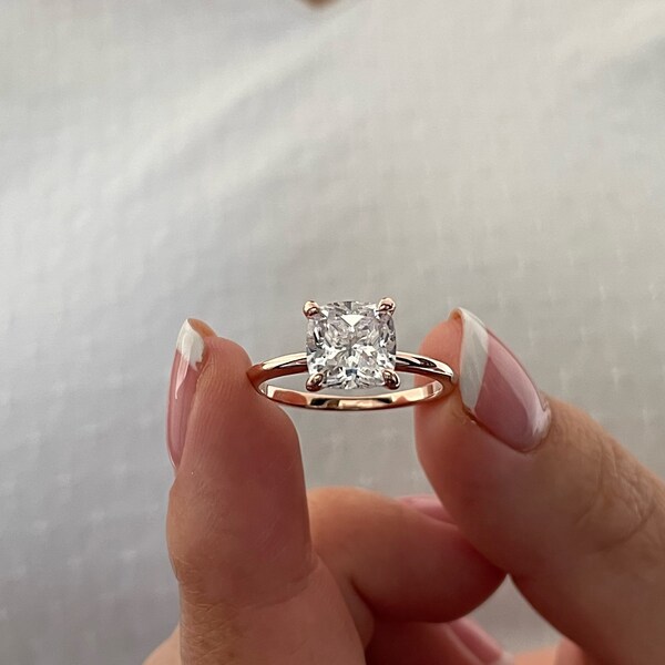 Rose Gold Cushion Cut Ring - Etsy