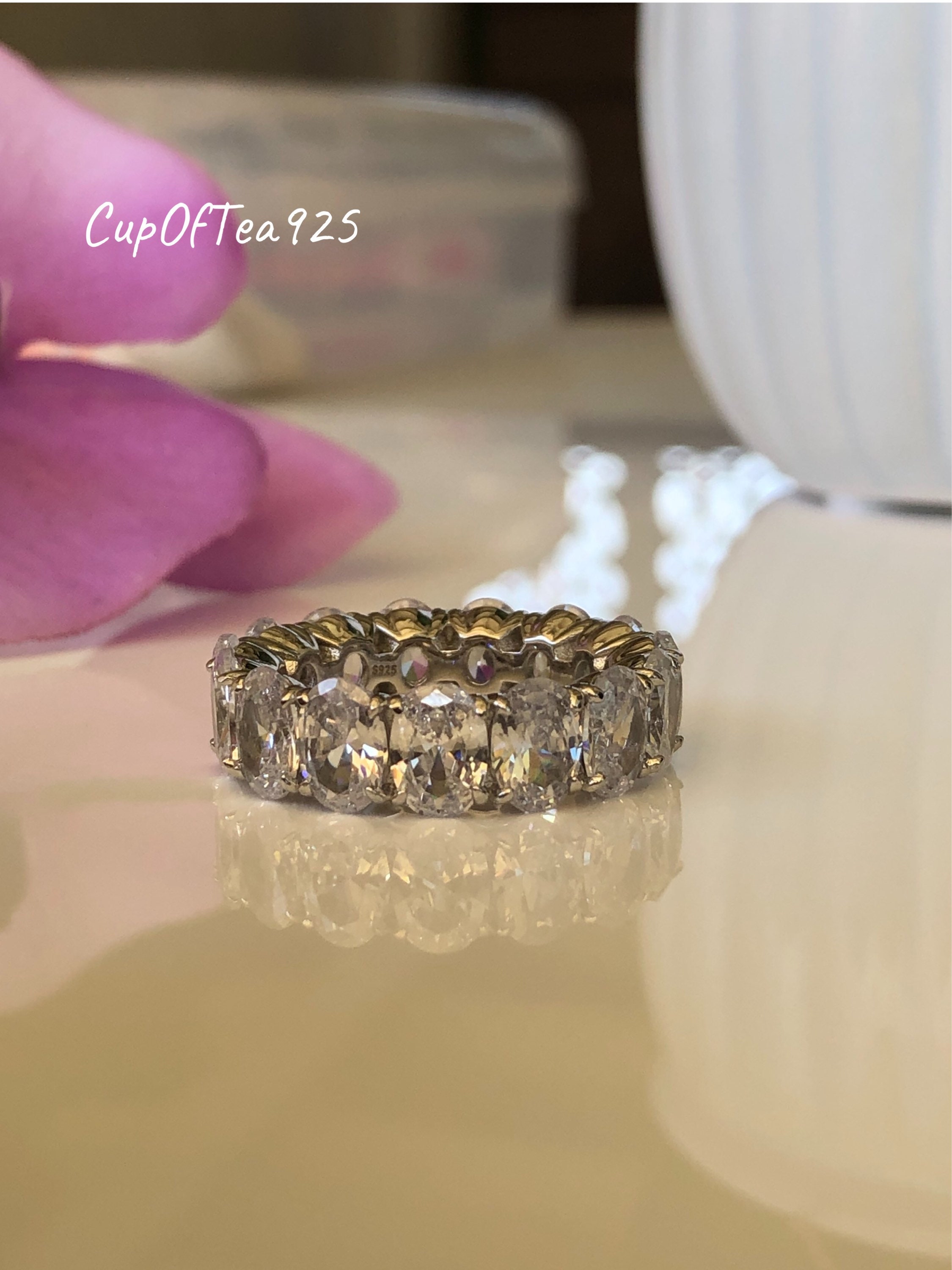 The Devon. Sterling Silver 925 Full Eternity Band With Oval - Etsy