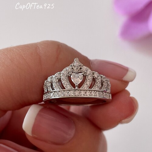 The Quinn. Sterling Silver 925 Queen Crown Ring - Etsy