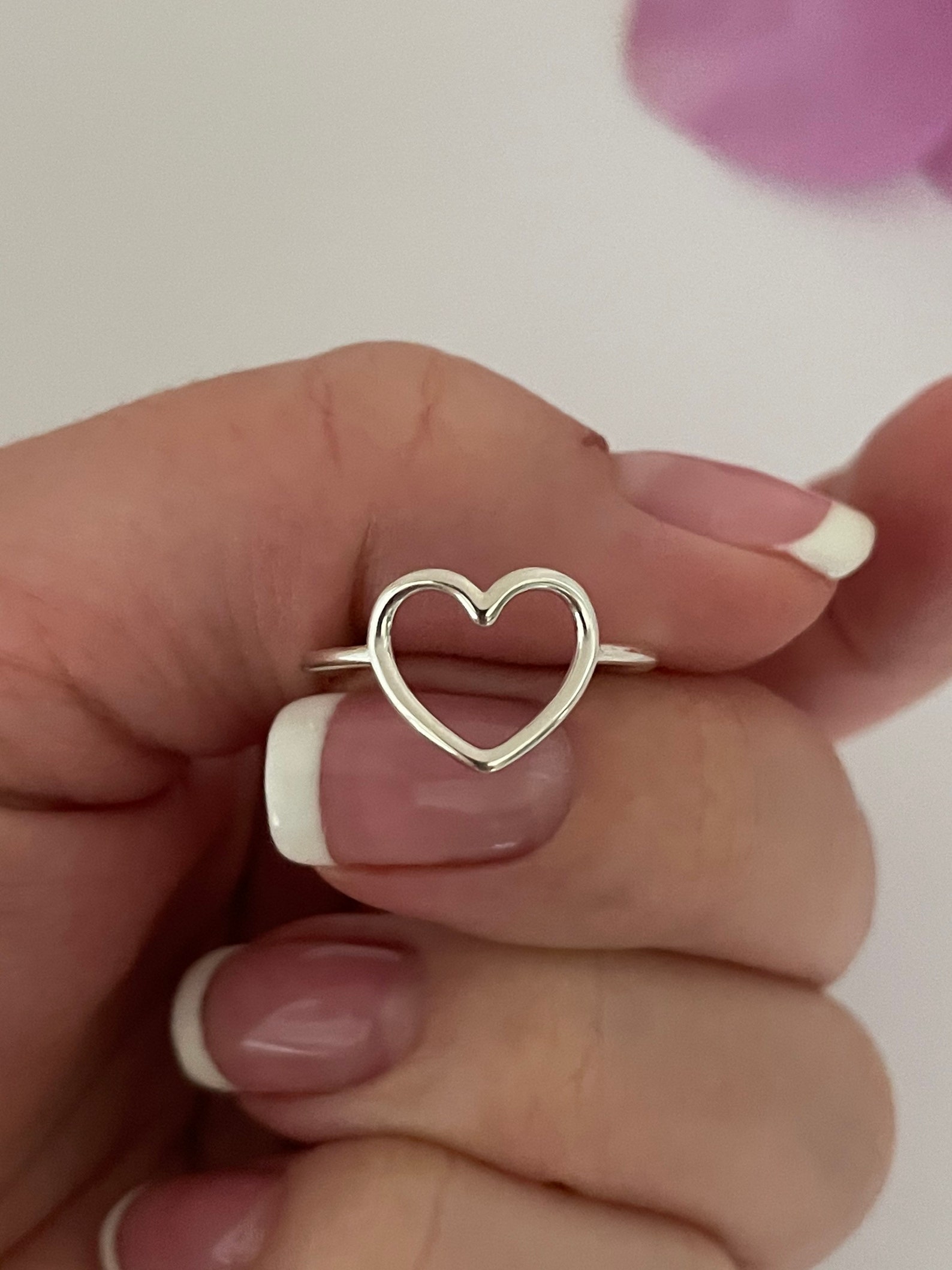 Sterling Silver 925 Open Heart Ring | Etsy