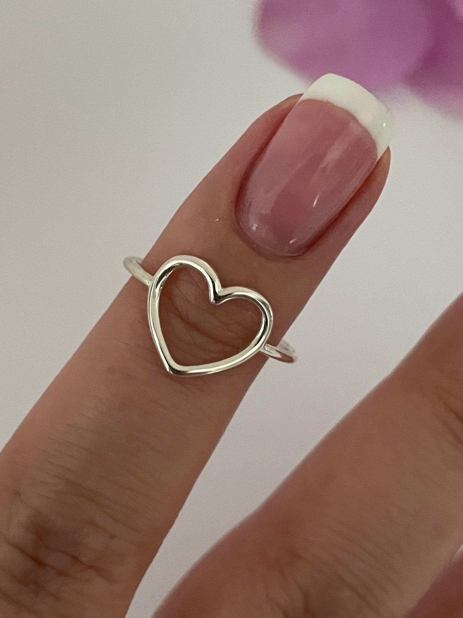 Sterling Silver 925 Open Heart Ring - Etsy