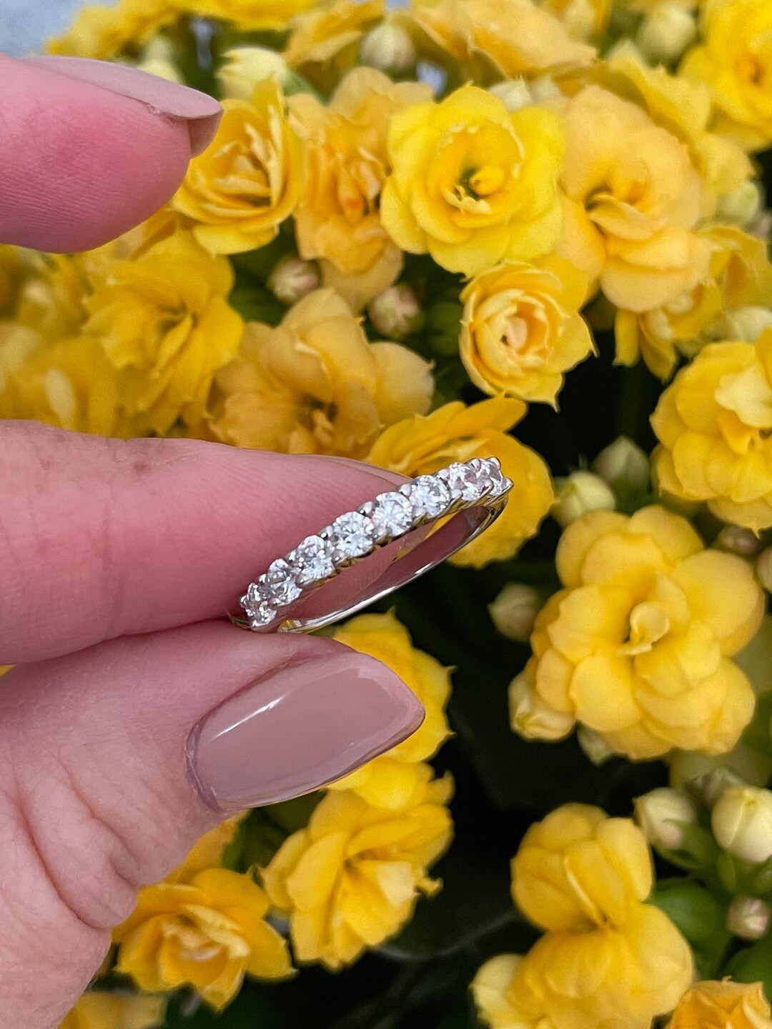 The Eva. Sterling Silver 925 3mm Half Eternity Band With the Finest 5A ...