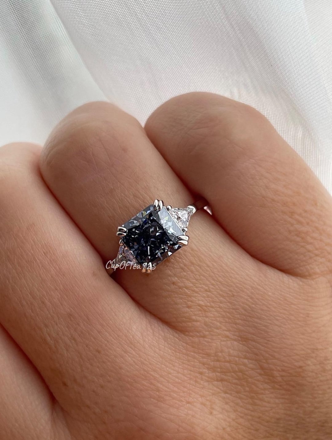 The Joy. Crushed Ice 3CT Black, Dark Blue Simulated Diamond in Sterling ...