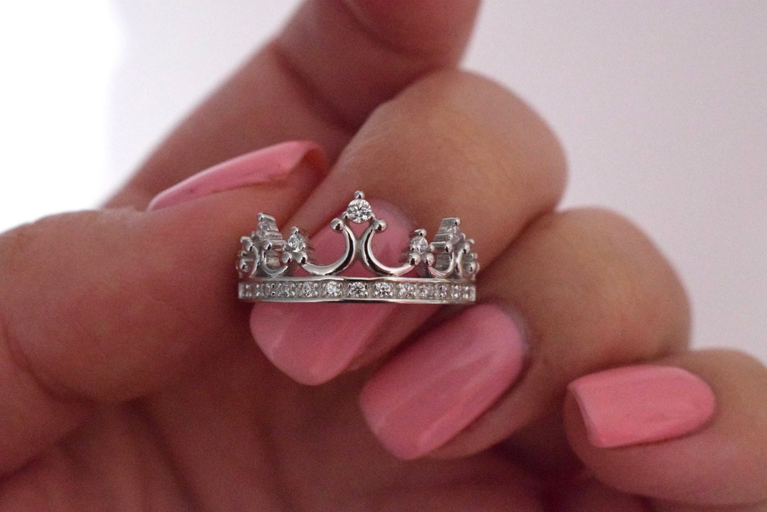 The Quinn. Sterling Silver 925 Queen Crown Ring - Etsy