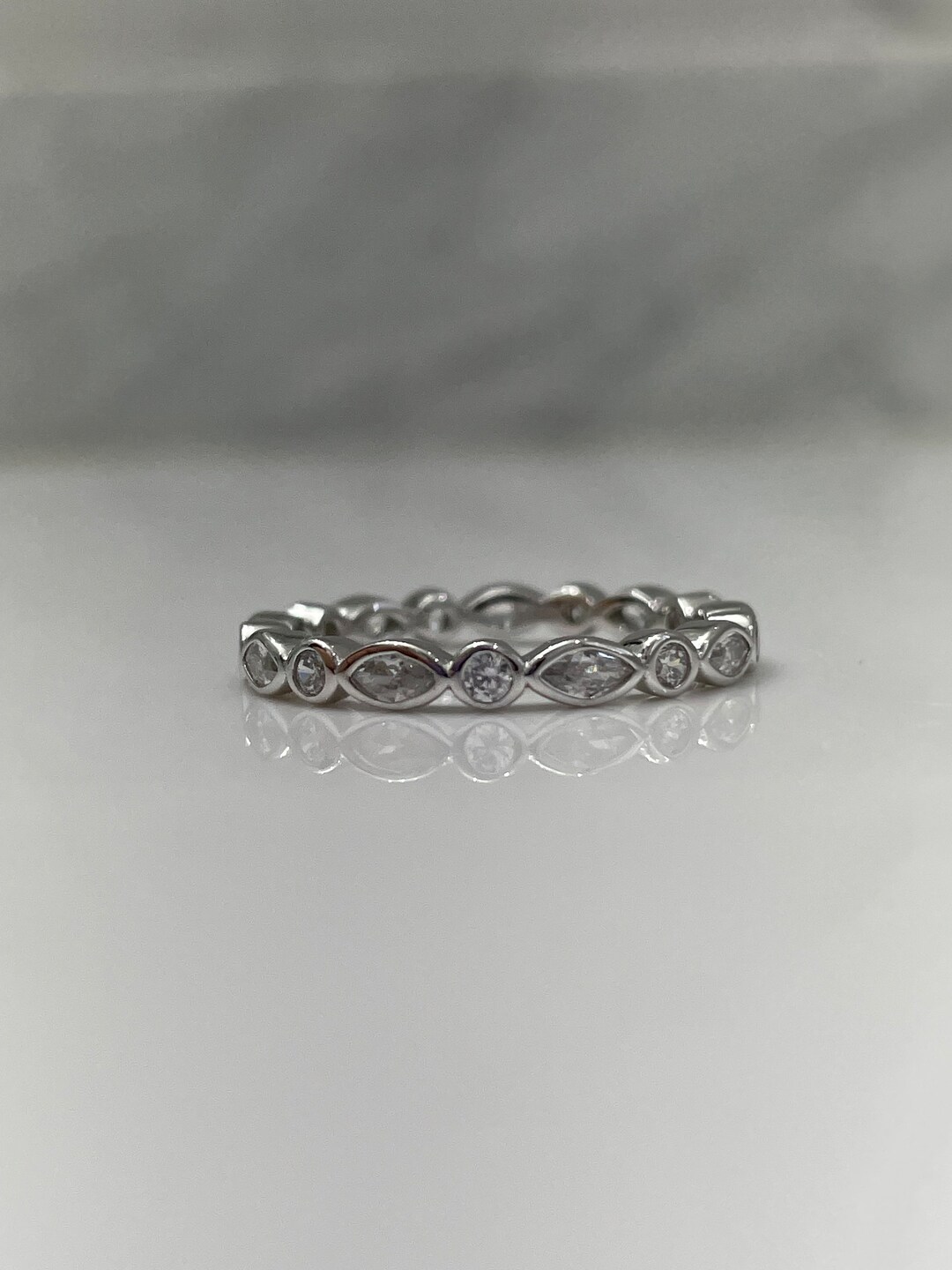The Elena. Sterling Silver 925 2.5 Mm Art Deco Eternity Band - Etsy