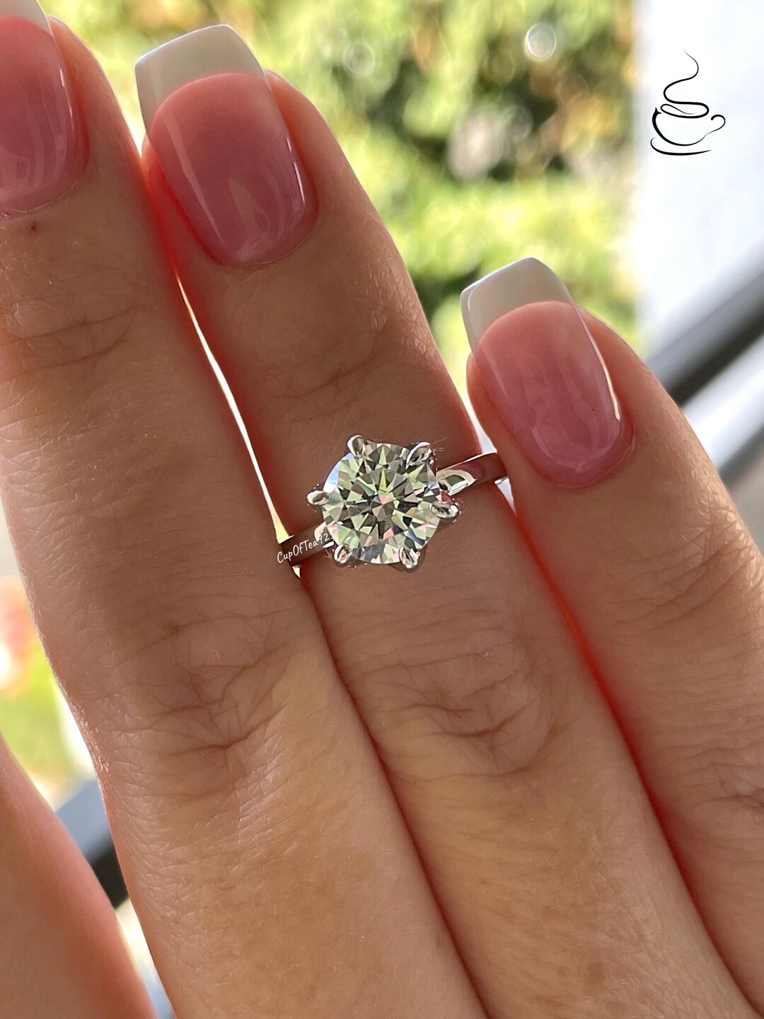 Sterling Silver 925 2CT Round Brilliant Cut Simulated Diamond Engagement Ring, Promise Ring in a ...