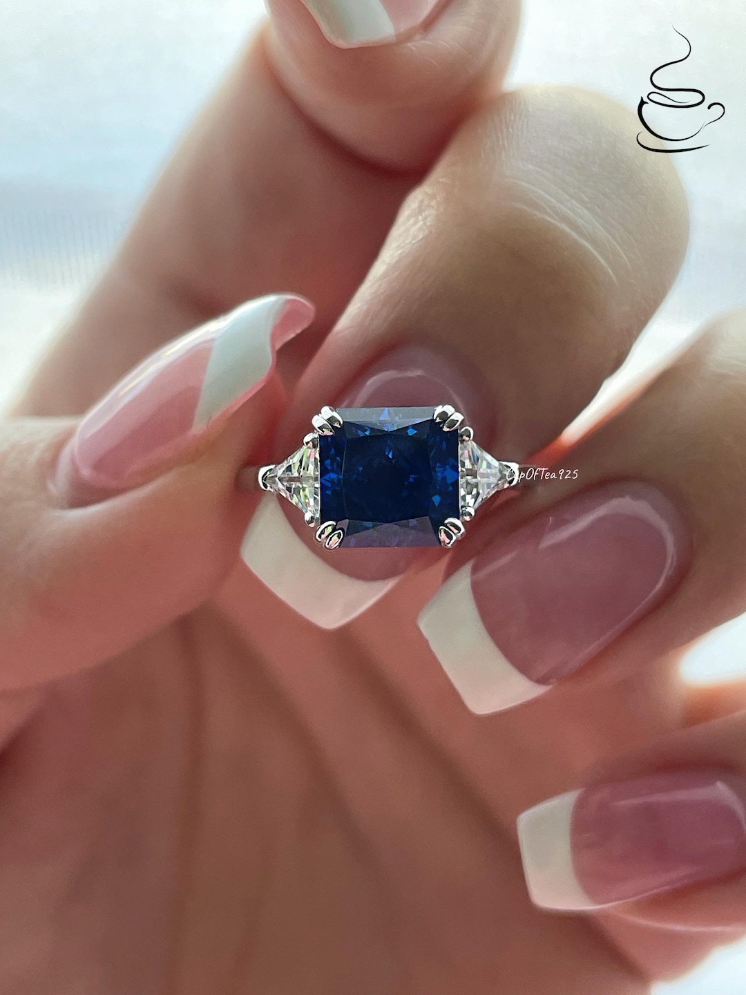 Crushed Ice Blue Sapphire Ring: 3CT Sterling Silver Engagement Ring - Etsy