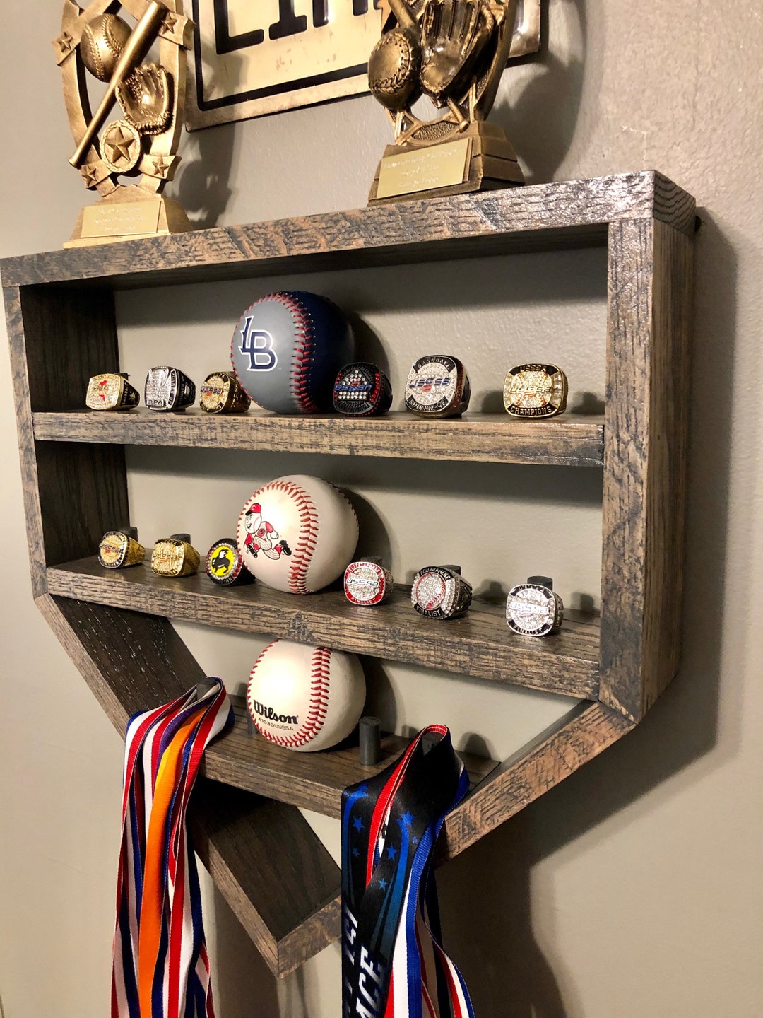 Homeplate Baseball and Ring Display - Etsy
