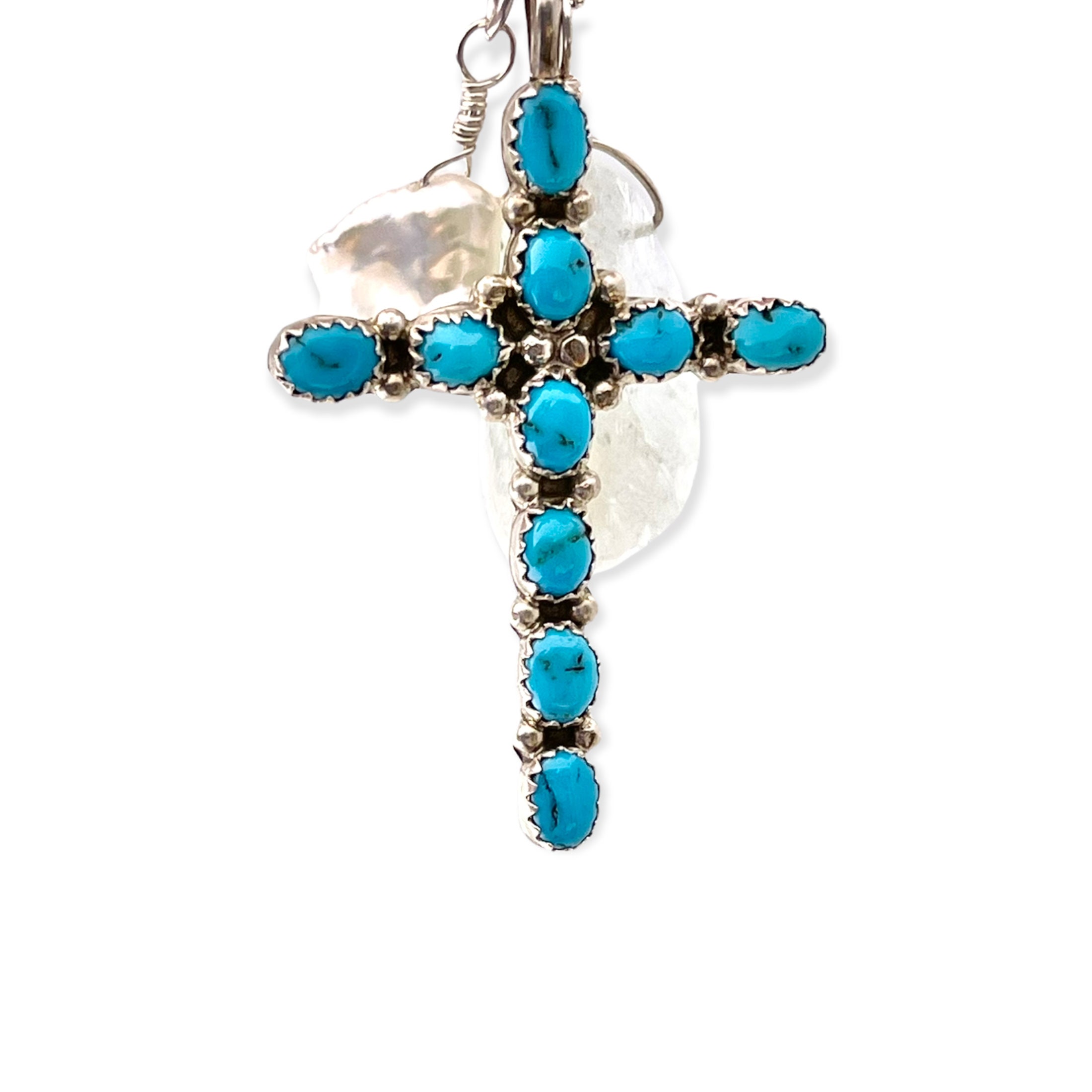 Vintage Native American Turquoise Cross Necklace With Aquamarine and ...