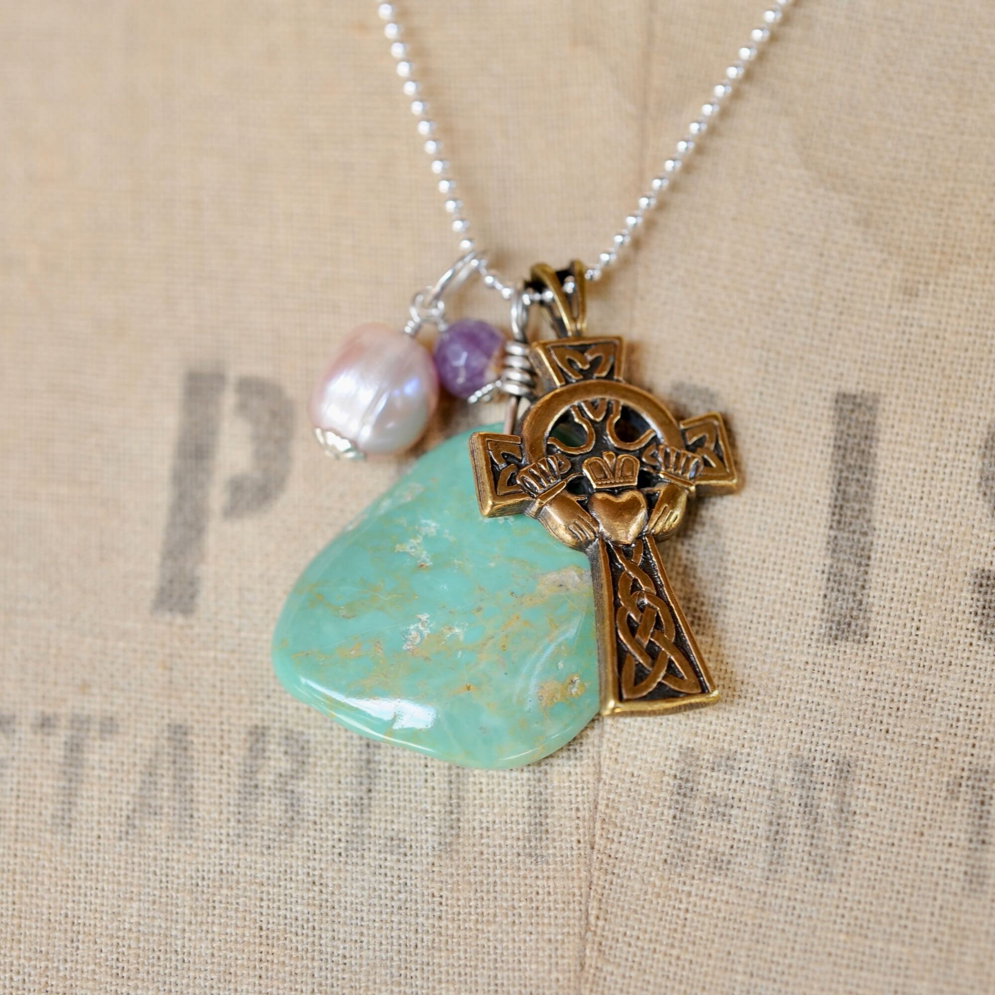Celtic Claddagh Cross Necklace Irish Heart and Hands Cross - Etsy Celtic Claddagh Cross Necklace Irish Heart and Hands Cross - Etsy