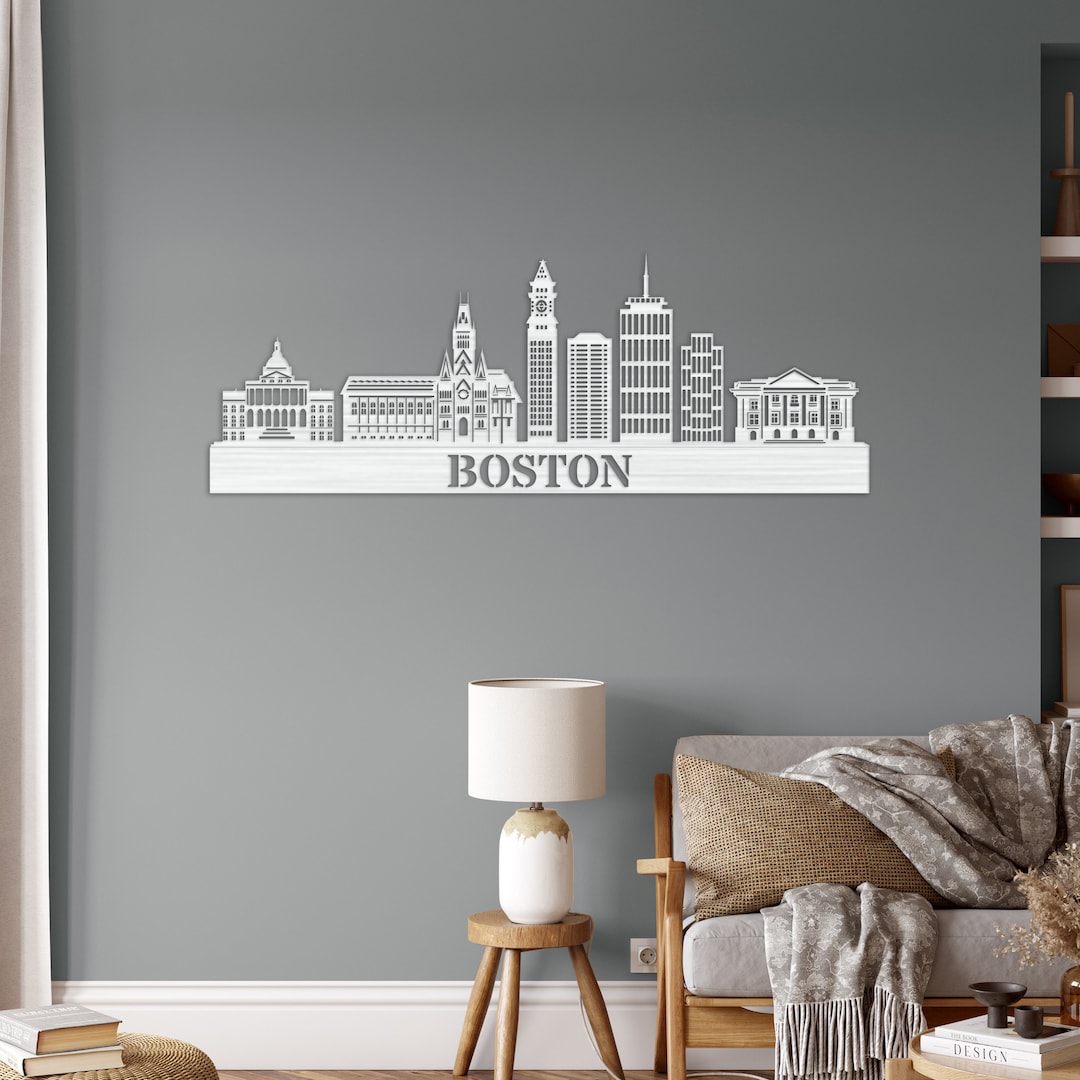 Boston Skyline Wall Art, Modern Home Decoration for Bedroom, Capital of ...