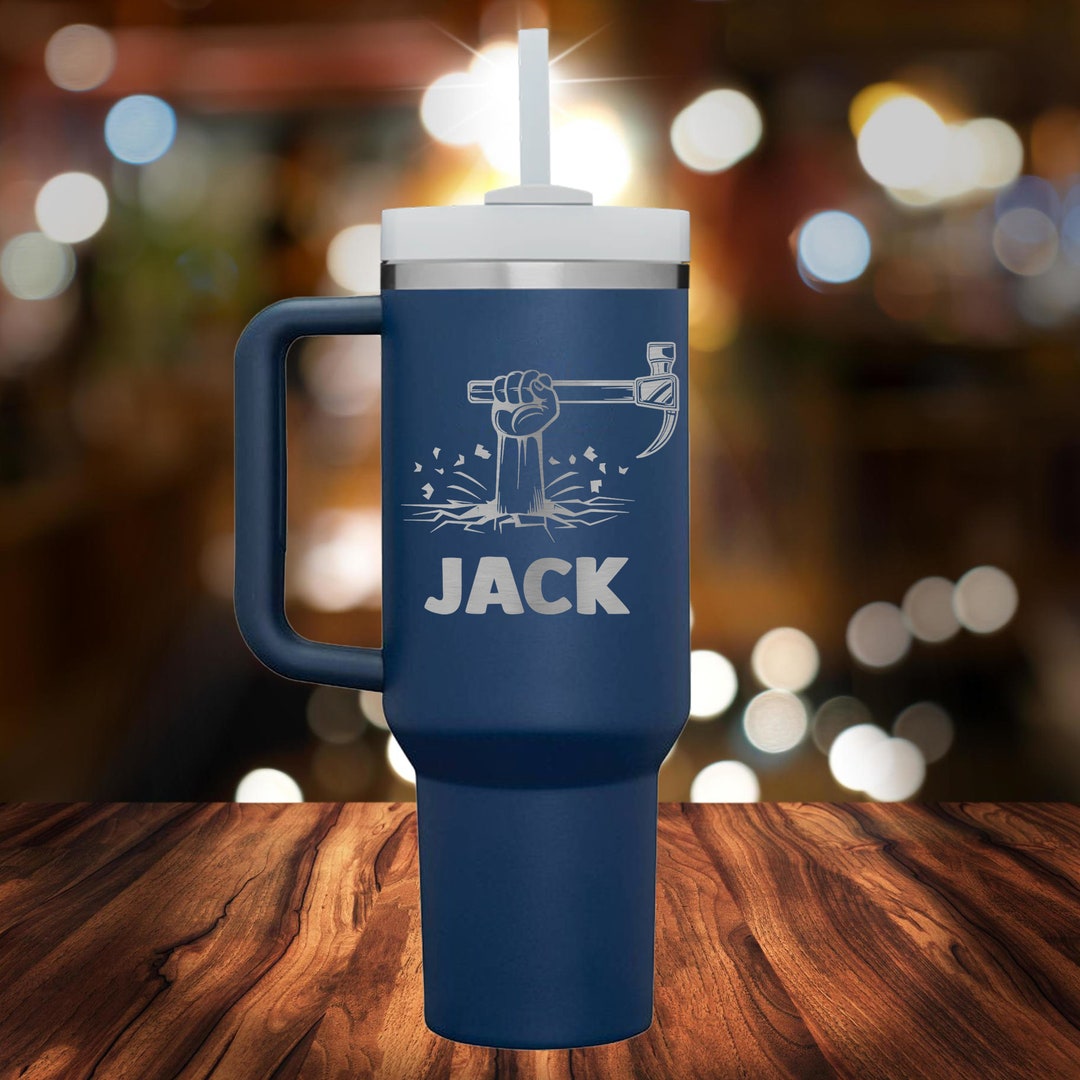 Construction Worker Personalized 40oz Travel Mug With Handle ...