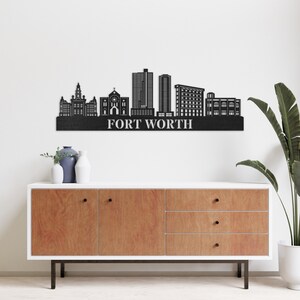 Fort Worth Texas Wooden Skyline Hanging Wall Art, Indoor Wall Sign ...