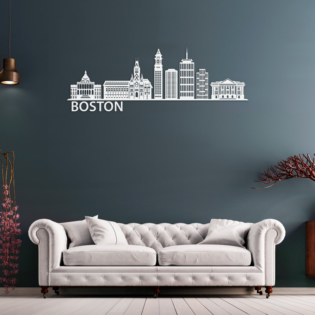 Boston Skyline Wall Art Modern Home Decoration for Bedroom - Etsy