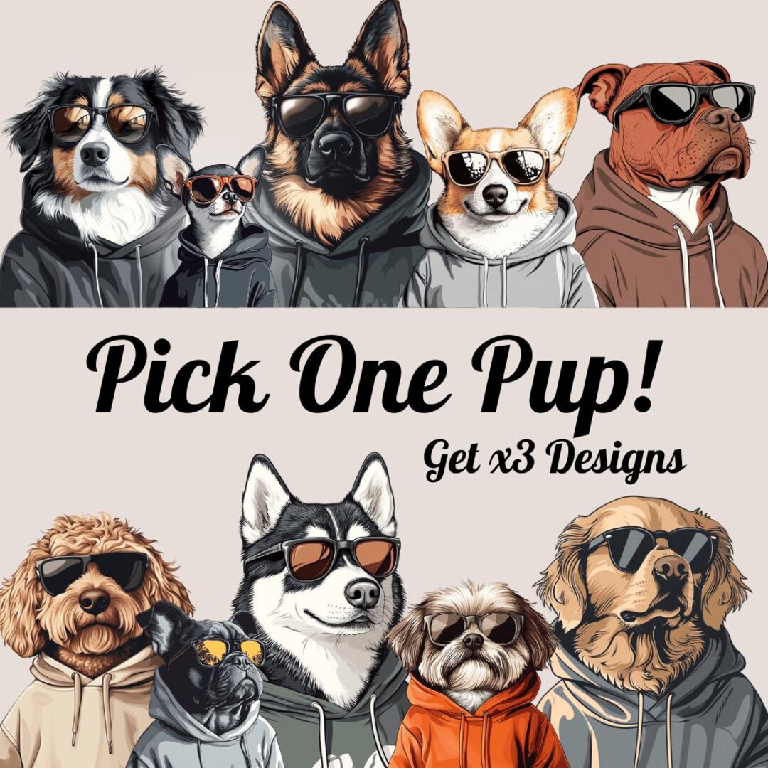 Pick a Cool Dog Breed- PNG for Sublimation DTF Printing. Pet Lovers ...