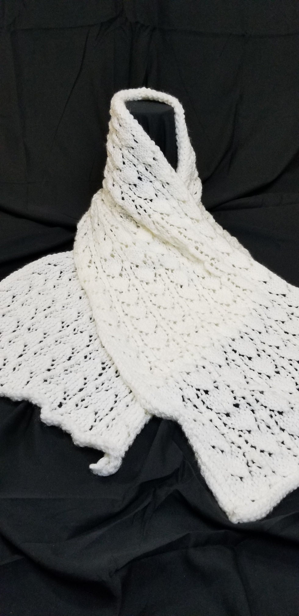 Hand Knit Lace Scarf - Etsy