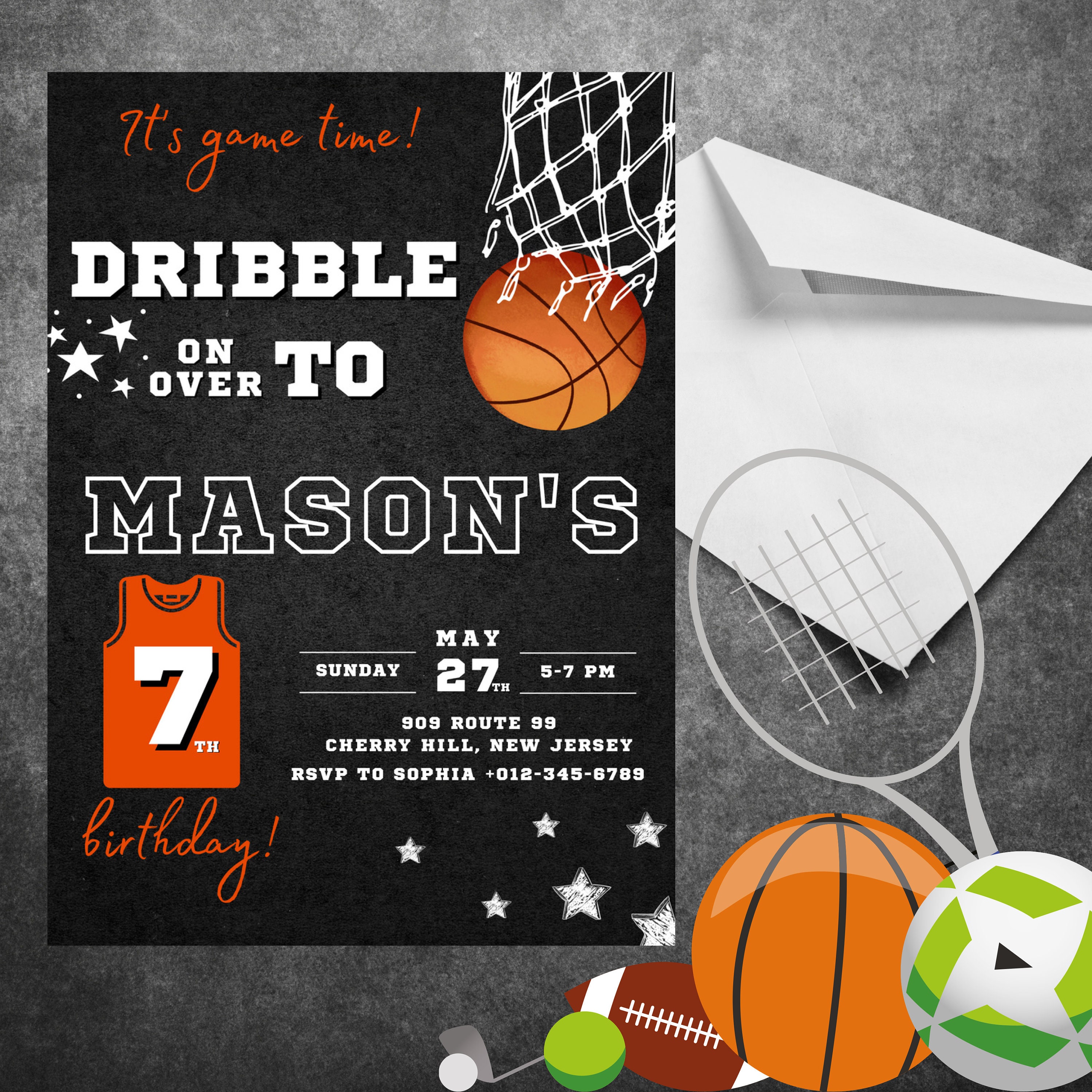 Basketball Birthday Invitation, Sports Invitation, Editable Basketball ...