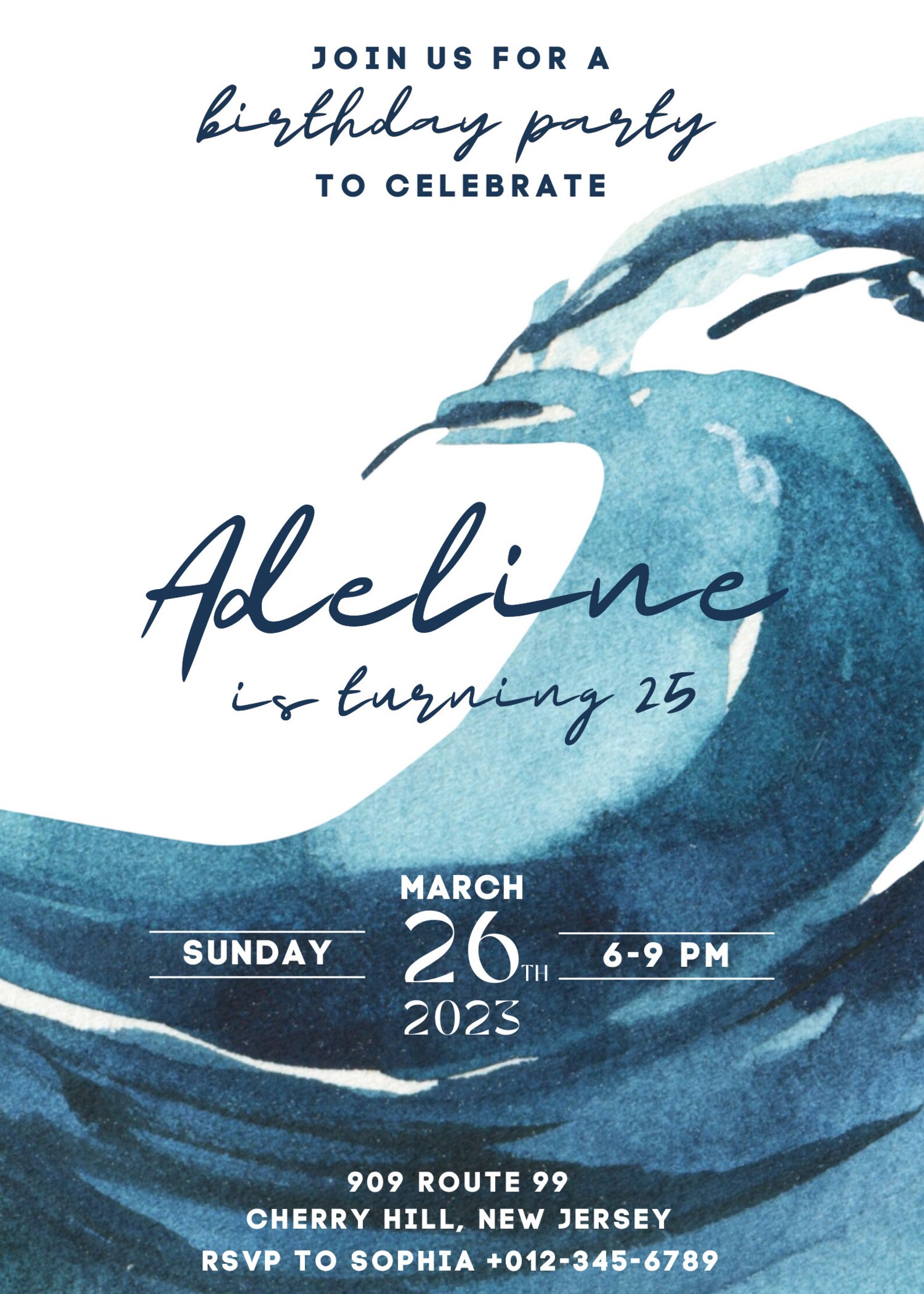 Ocean Birthday Party Invitation, Sea Wave Party Invite, Editable ...