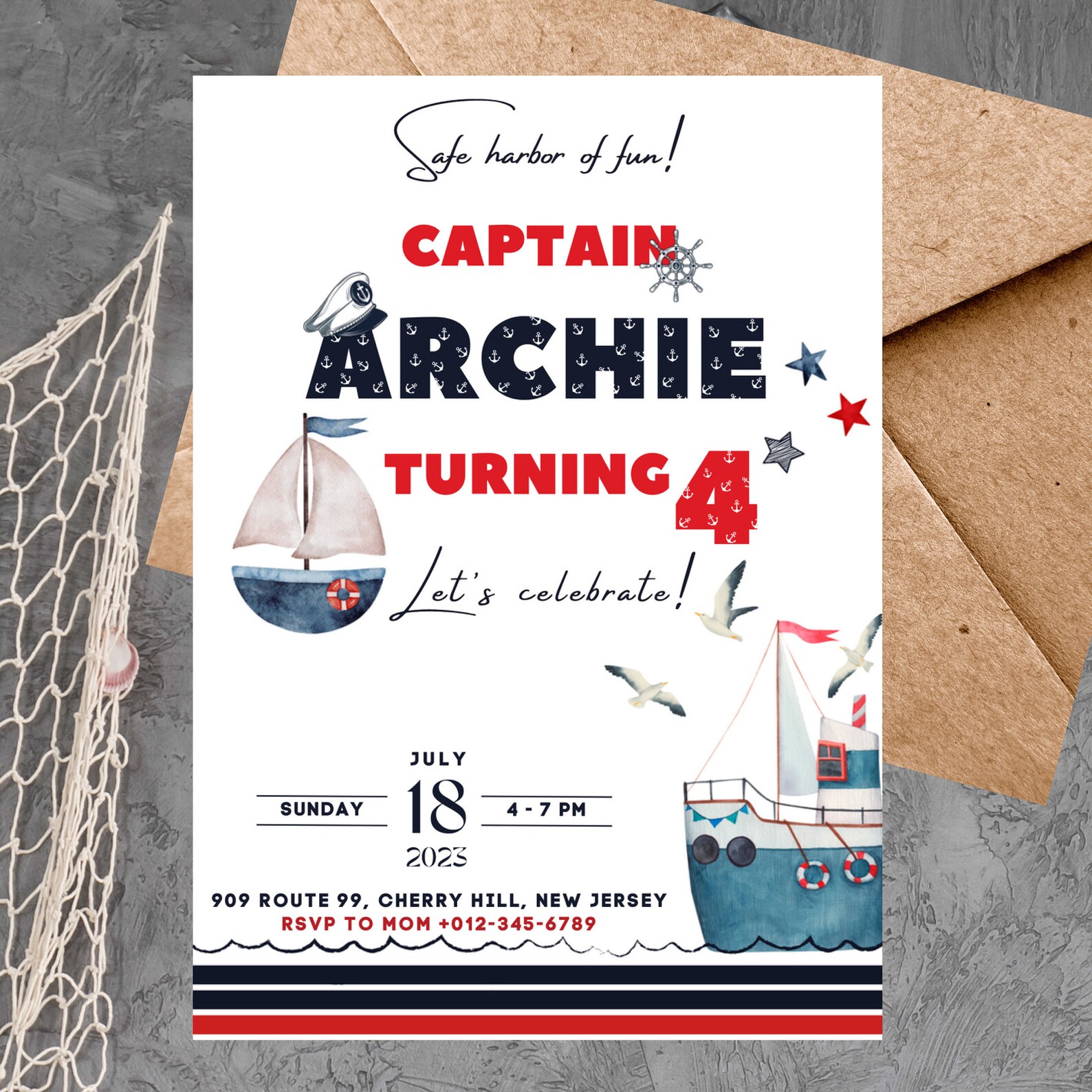 Nautical Birthday Invitation Nautical Sailboat Birthday - Etsy