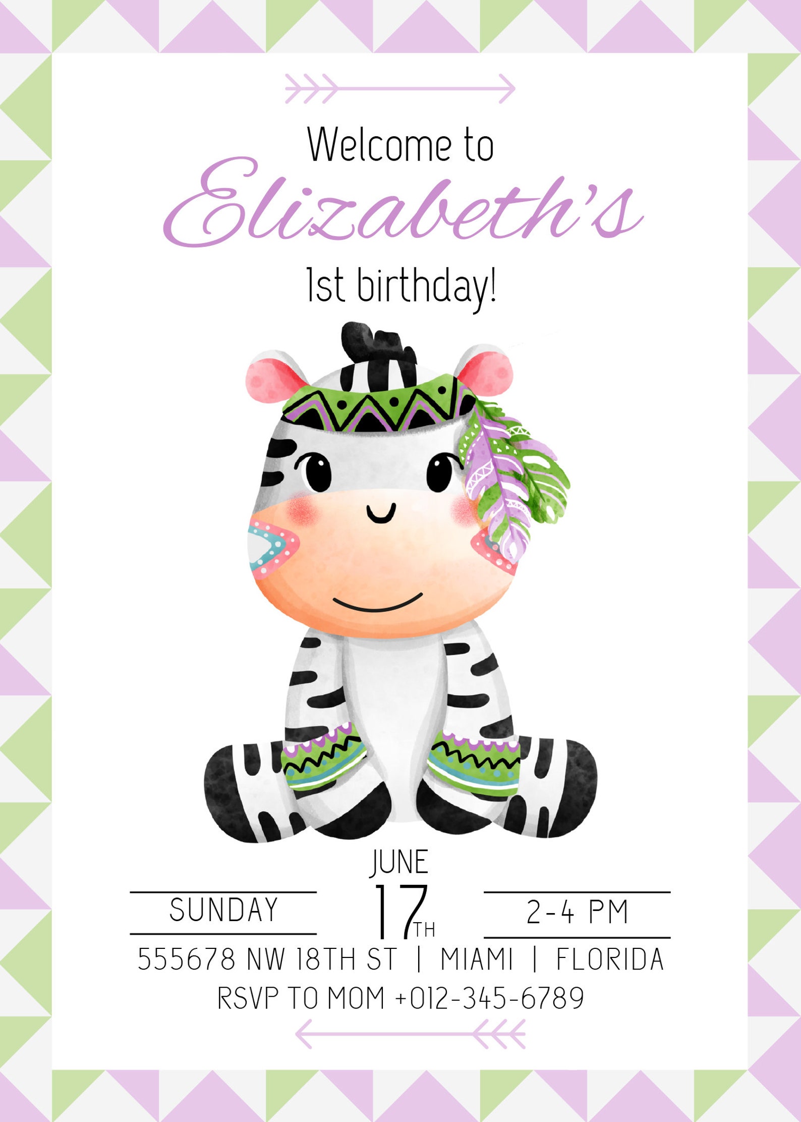 Editable Zebra Birthday Party Invitation, Zebra Kids Party Birthday ...