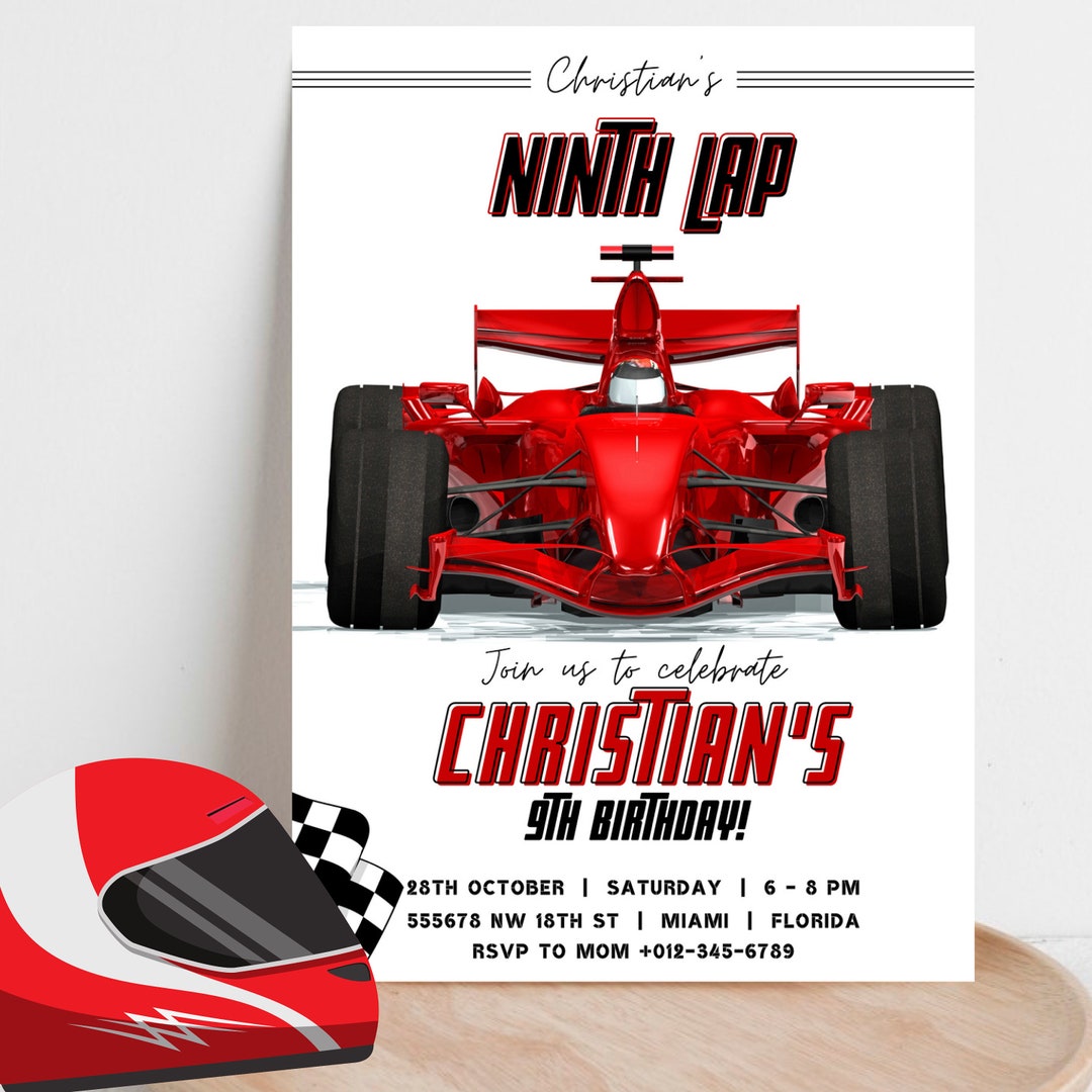 Formula Birthday Invitation, Car Racing Birthday Invite, Formula Boy ...