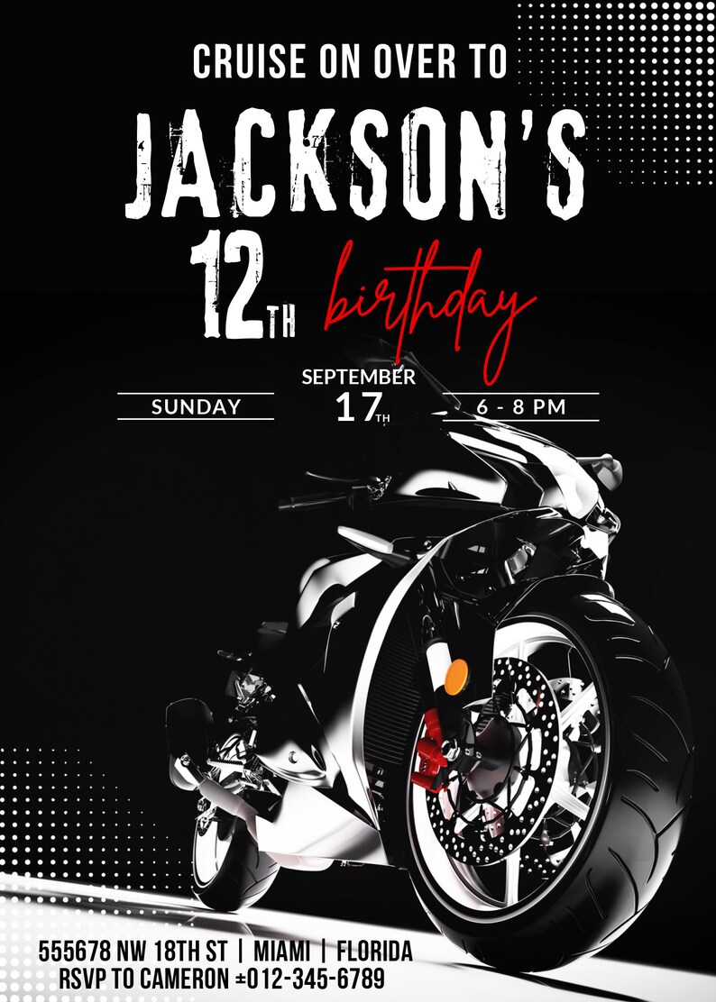Motocross Birthday Invitation, Motor Bike Birthday Invitation, Editable ...