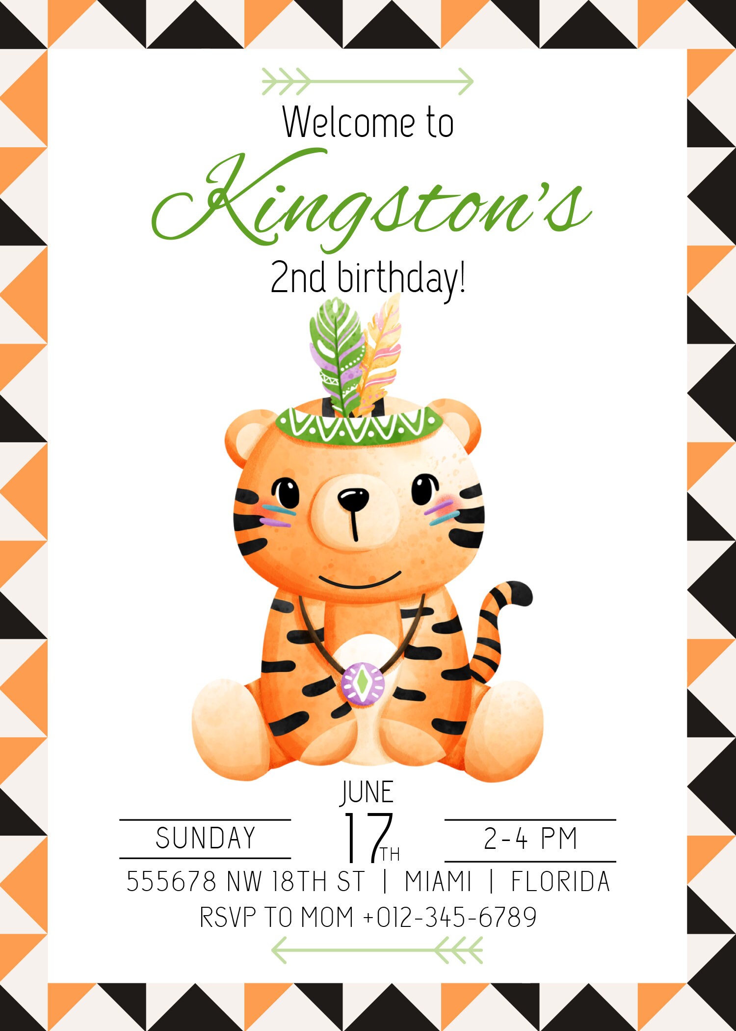 Editable Tiger Birthday Invitation, Magical Tiger Invitation, Cute ...