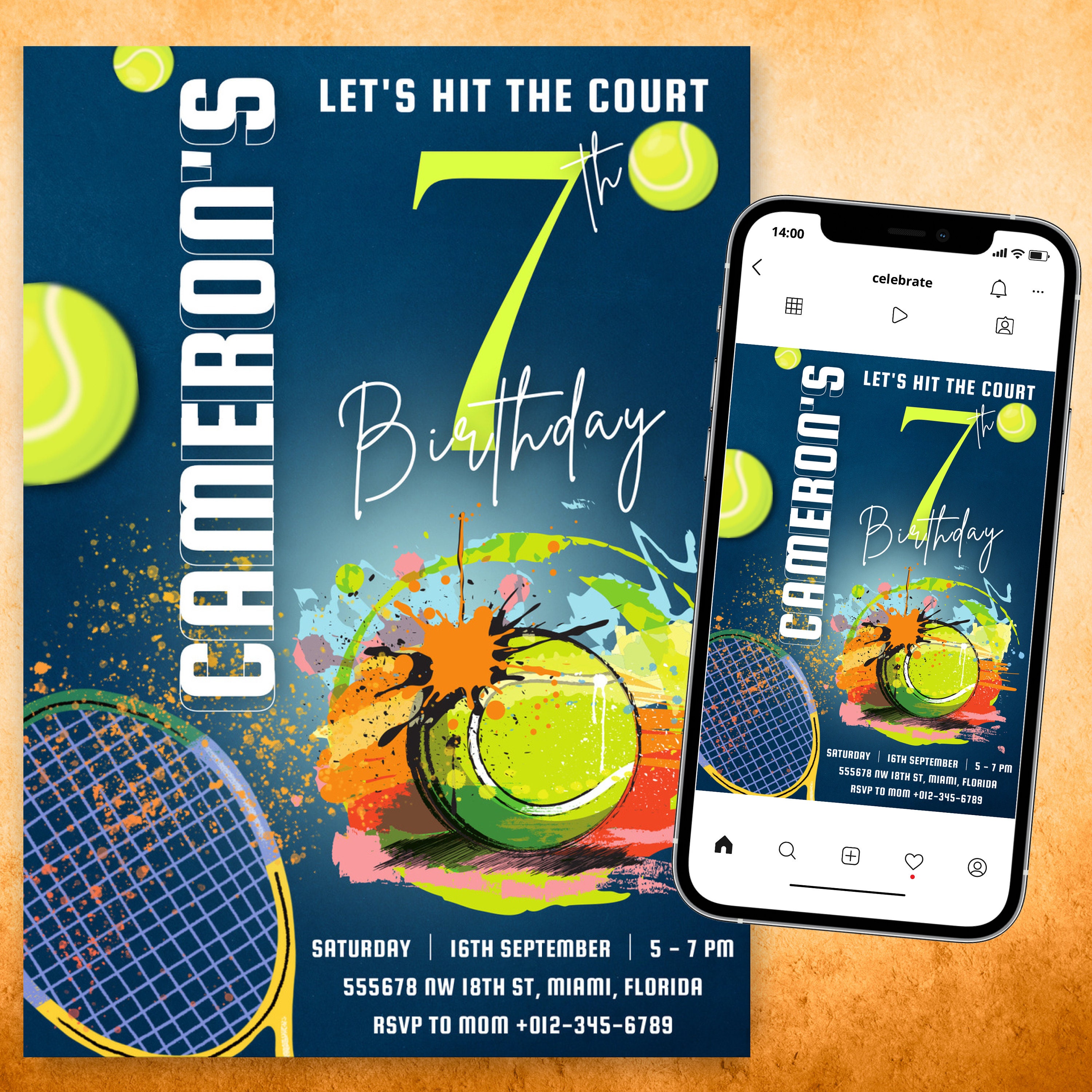 Tennis Birthday Invitation, Tennis Ball Invitation, Tennis Game ...