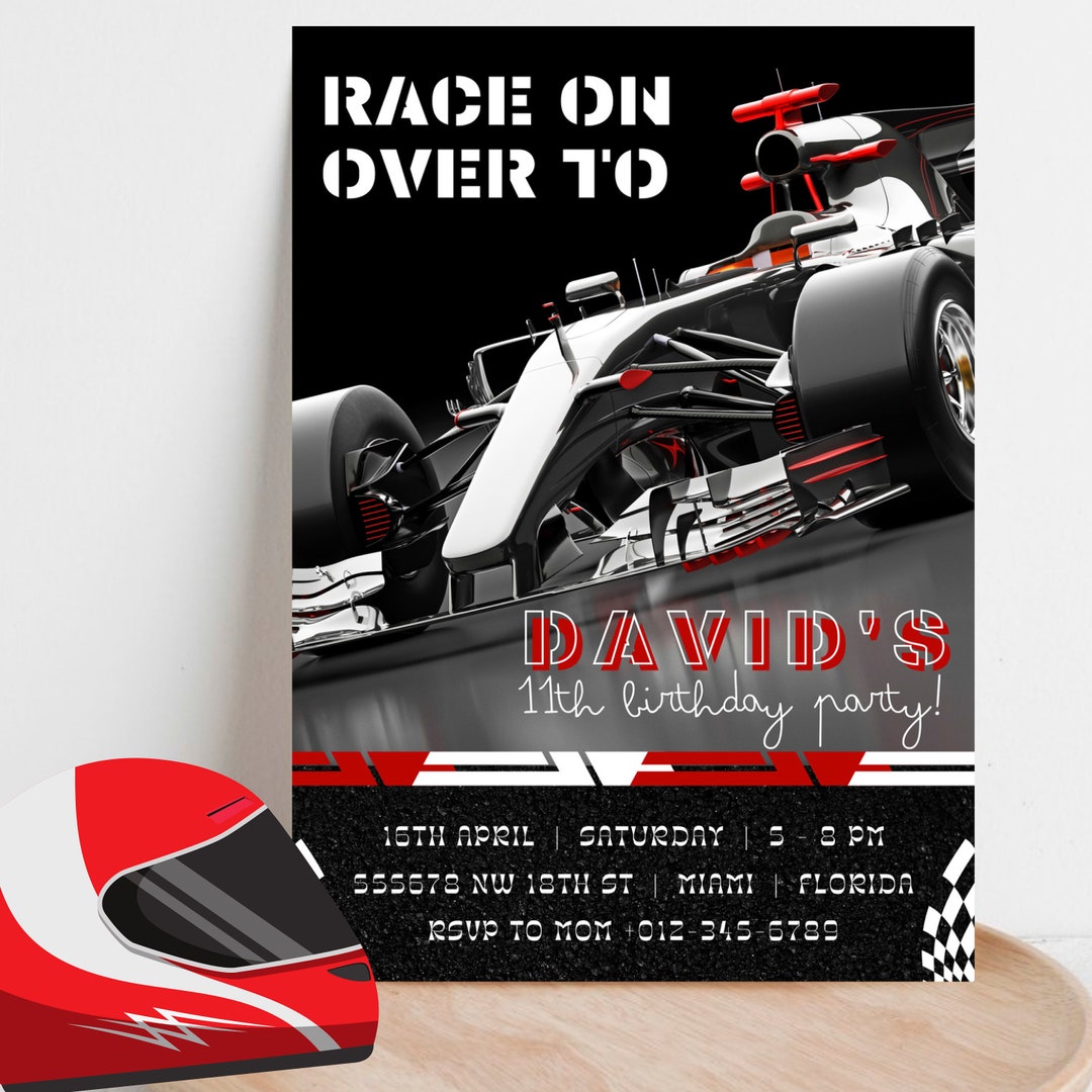 Formula Boy Birthday Invitation, Car Racing Birthday Invite, 11 Year ...