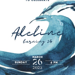 Ocean Birthday Party Invitation Sea Wave Party Invite - Etsy