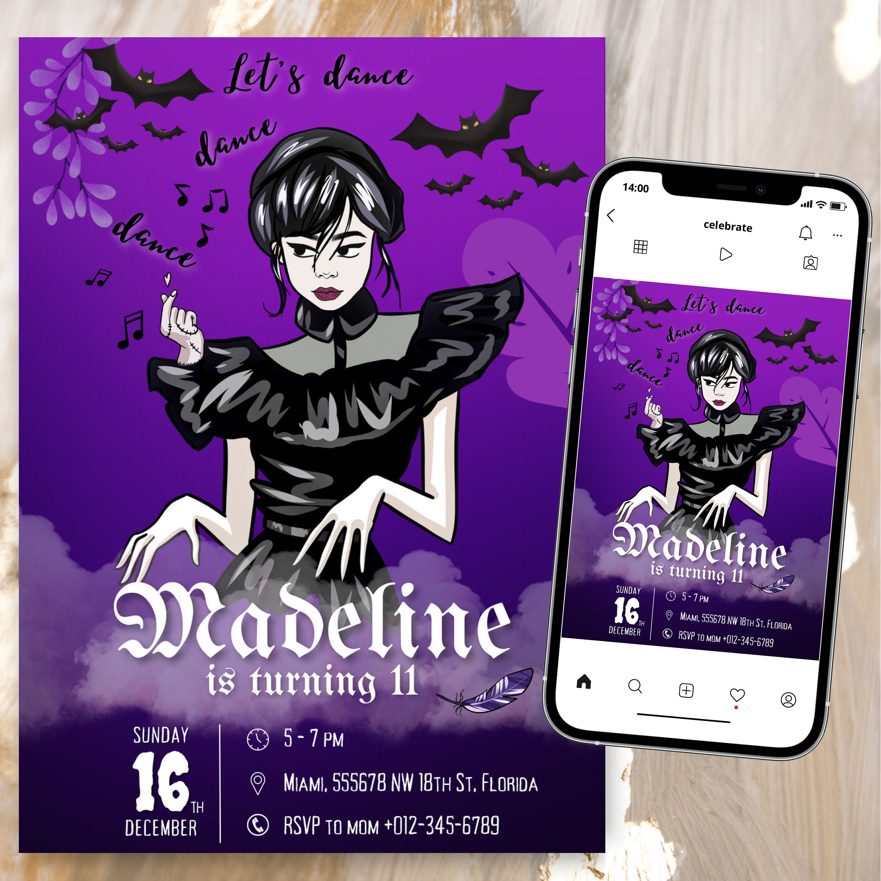 Digital Wednesday Birthday Party Invitation, Thematic Birthday ...