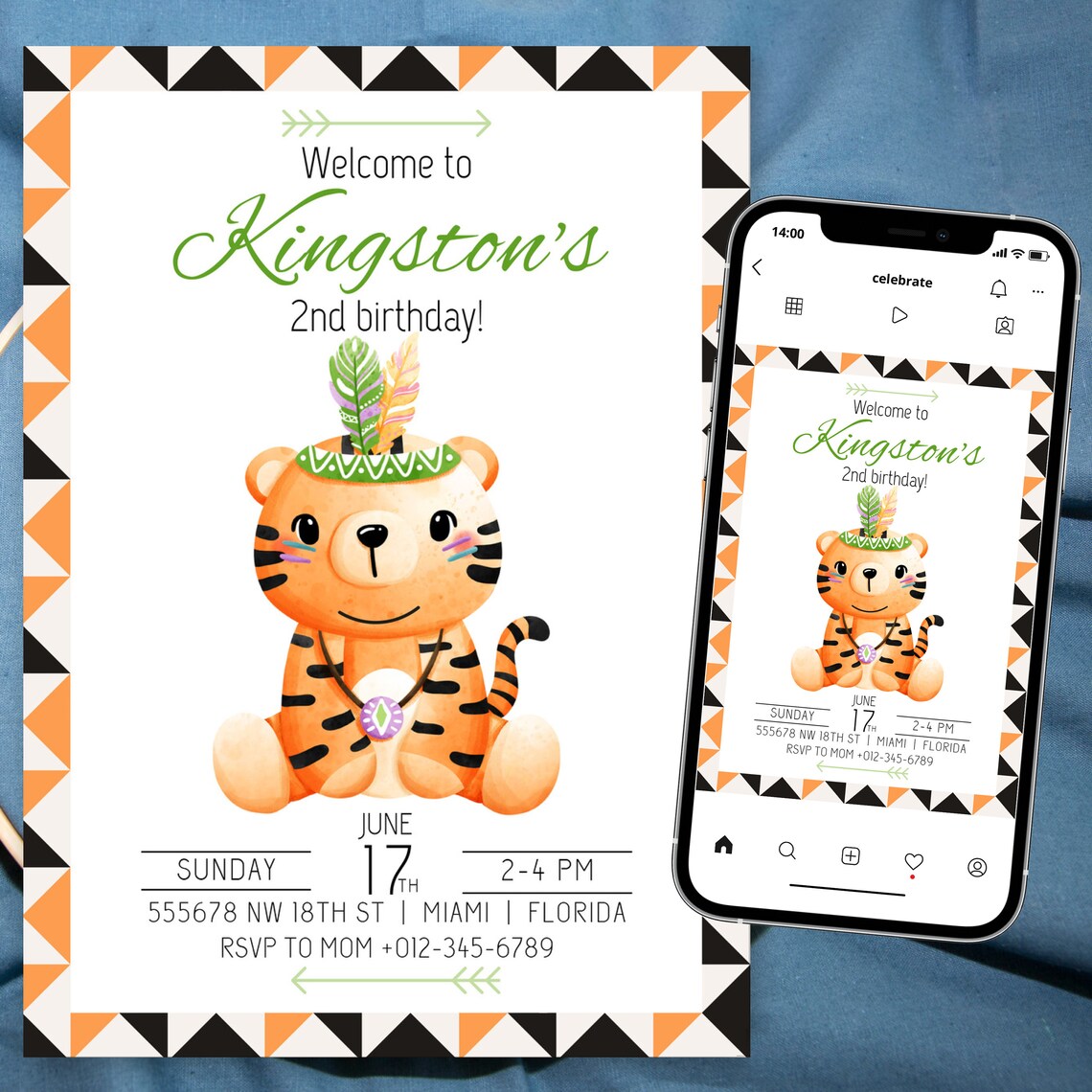 Editable Tiger Birthday Invitation, Magical Tiger Invitation, Cute ...