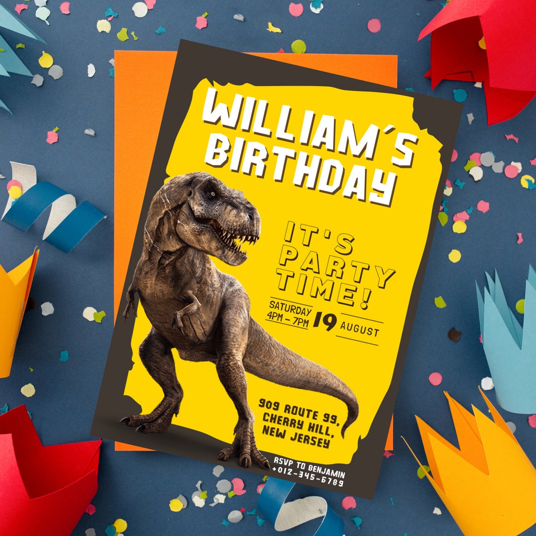 Personalized T Rex Birthday Invitation, Editable Dinosaur Party ...